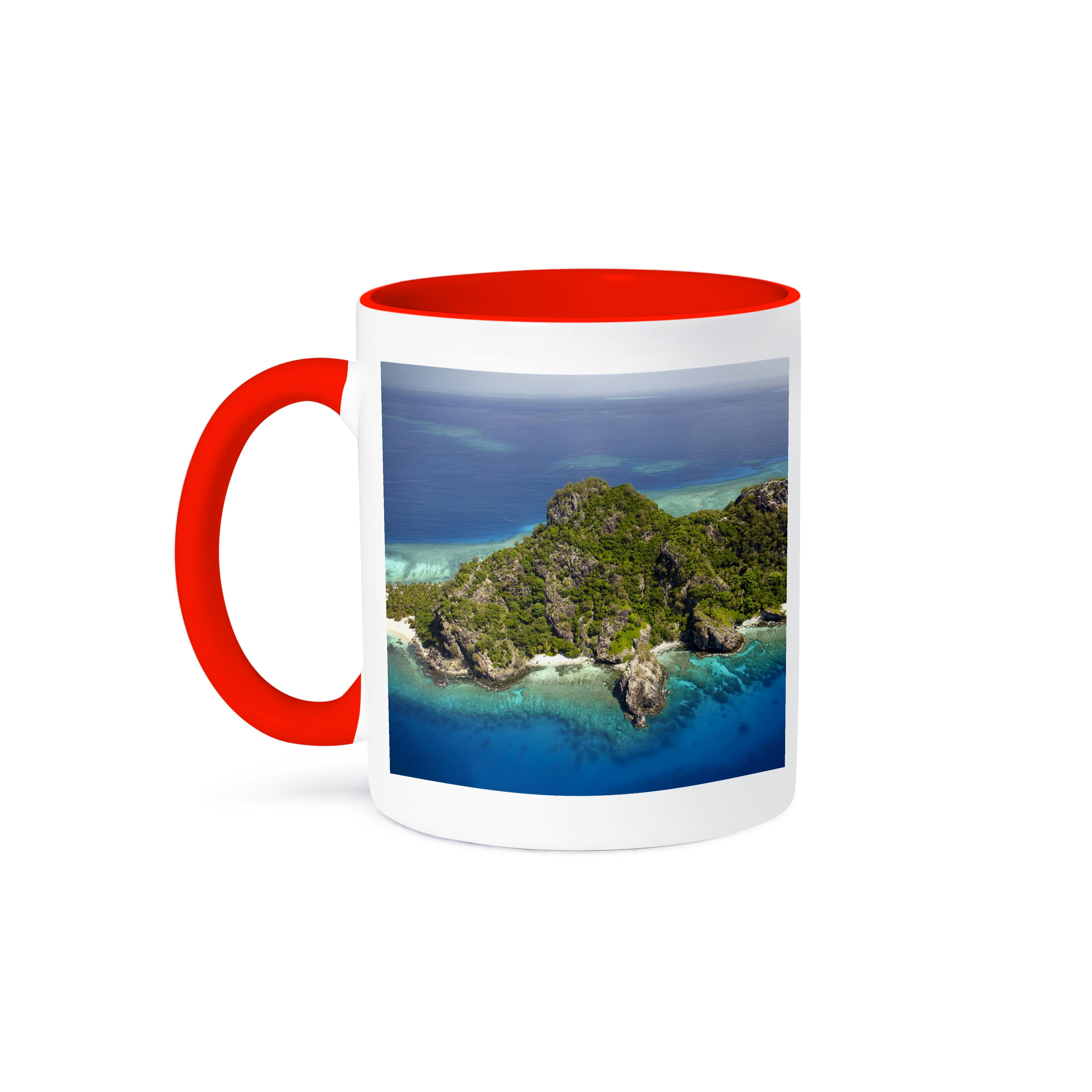 Monuriki Island And Coral Reef, Mamanuca Islands, Fiji - Oc01 Dwa0171 ...