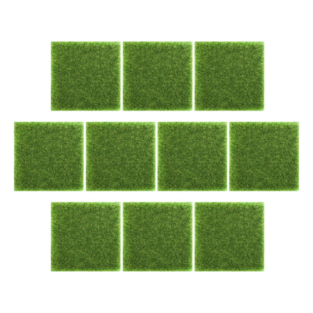 Monyance Artificial Grass Pad 10pcs Fake Moss Grass Rug Lawn ...