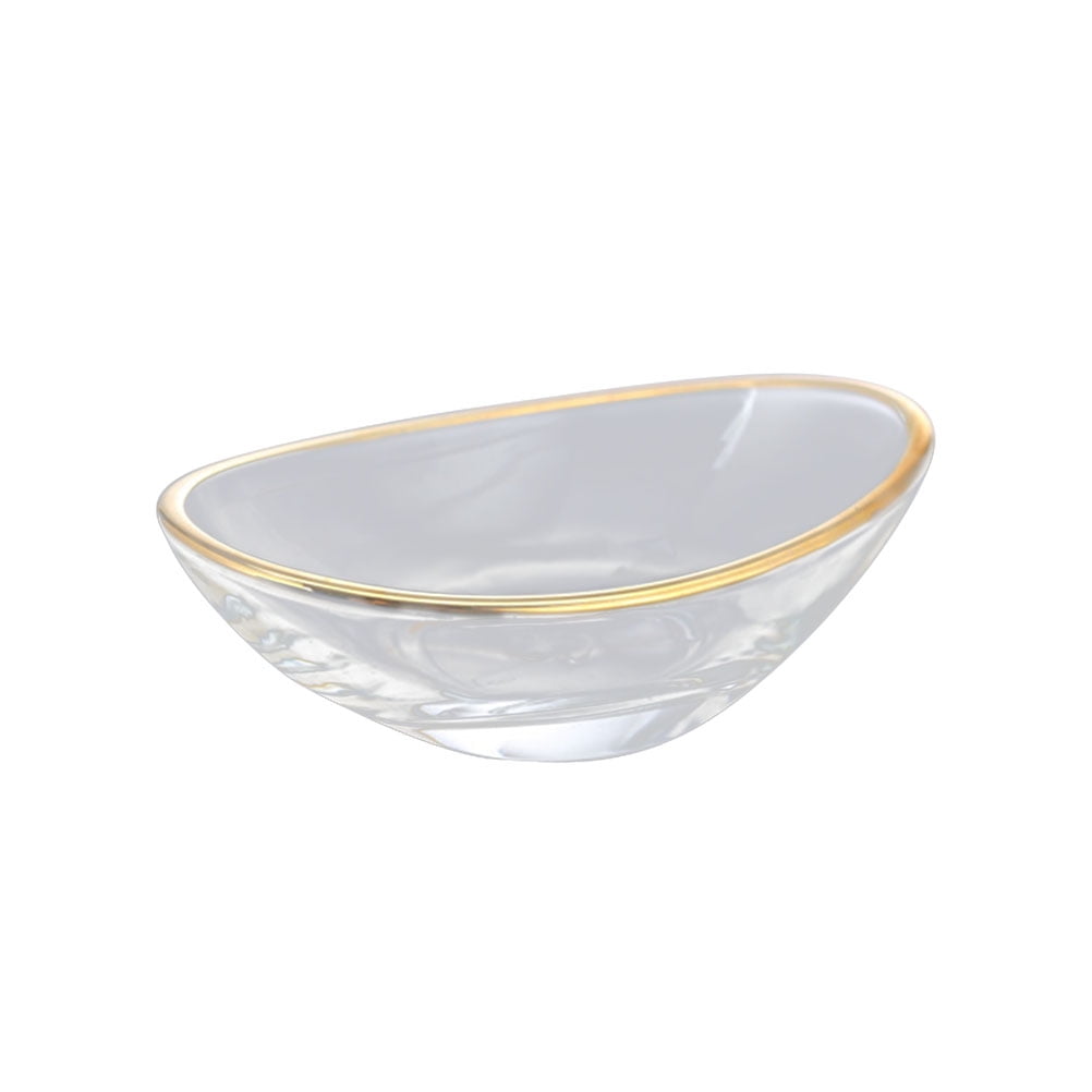 FRCOLOR Golden Glass Dipping Plates for Home Use Shaped Sauce Bowls ...