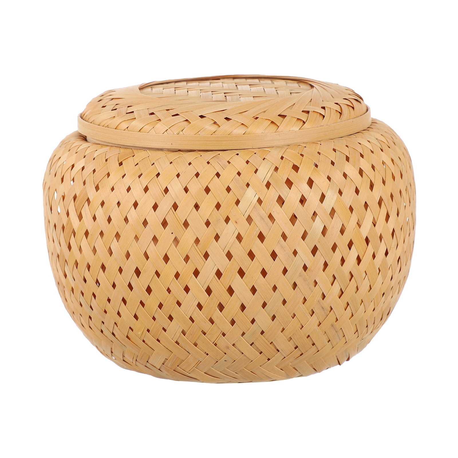 FRCOLOR Bamboo Woven Jar with Lid Household Basket for Gift Wrapping ...