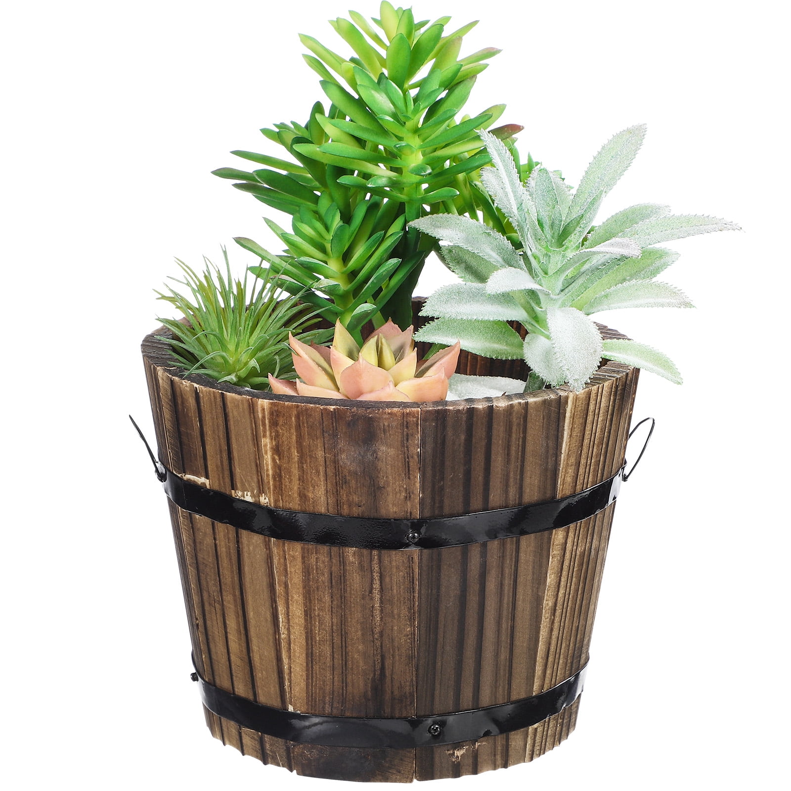 Monyance Retro Style Garden Pot Rustic Wooden Flower Pot with Handle ...