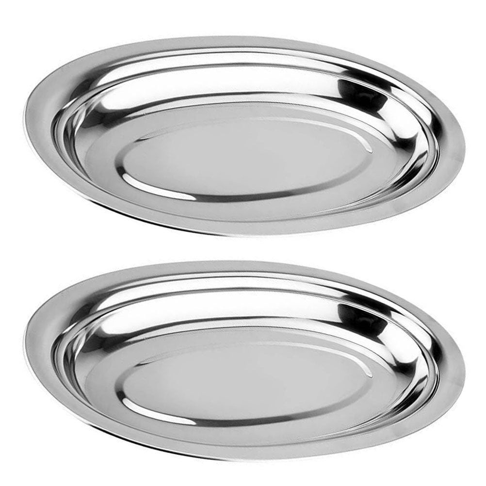 Monyance Steamed Fish Plates 2pcs Stainless Steel Oval Dinner Plates ...