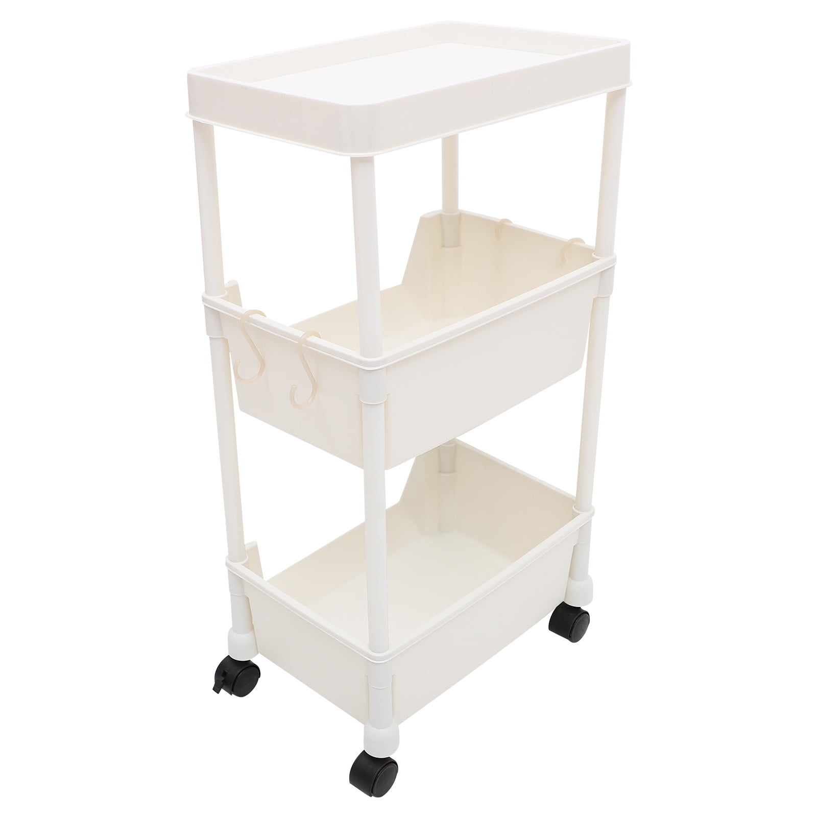 Monyance Storage Bookshelf 3-Tier Rolling Cart Plastic Storage Trolley ...