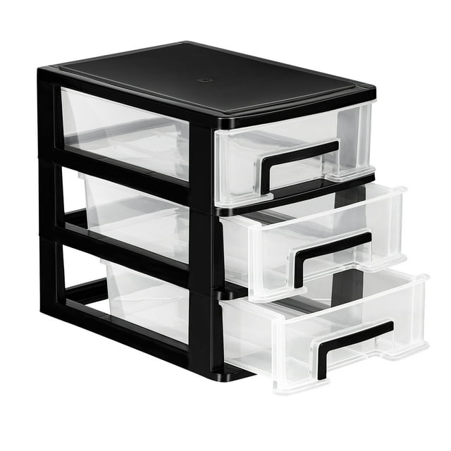 Monyance desktop cabinet 3 Drawer Plastic Storage: Clear Cabinet ...
