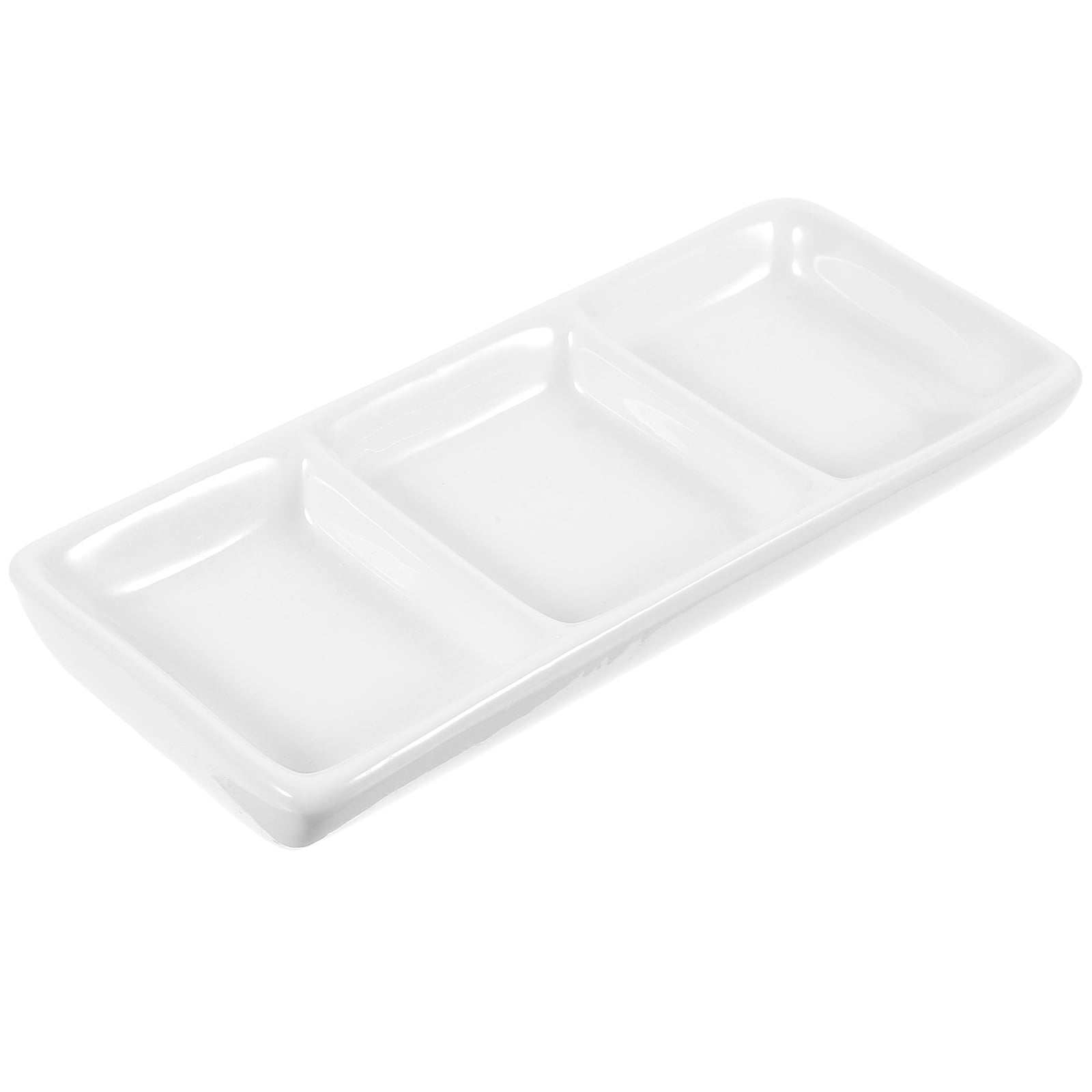 Monyance divided sauce dishes 6 Inch Pure White Ceramic 3-Compartment ...