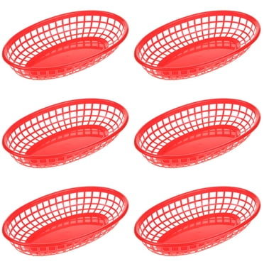 SEUNMUK 50 Pack Red Plastic Serving Baskets (8.9x5.5 Inch) with 100 ...