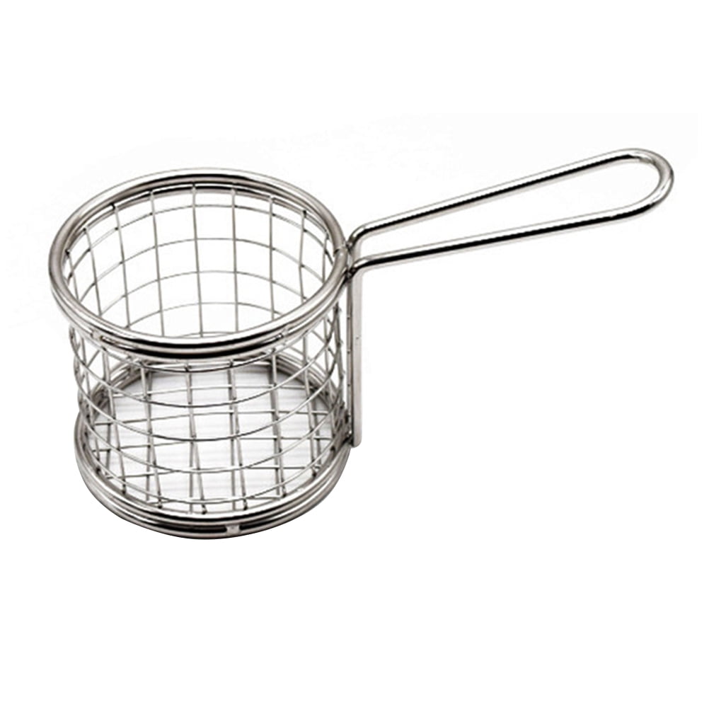 Monyance fry serving basket 1pc Stainless Steel Mini Round Shape Fried ...