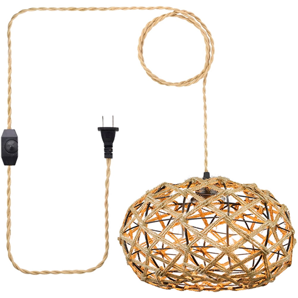 Monyance hanging lights with plug in cord Rattan Pendant Light with ...
