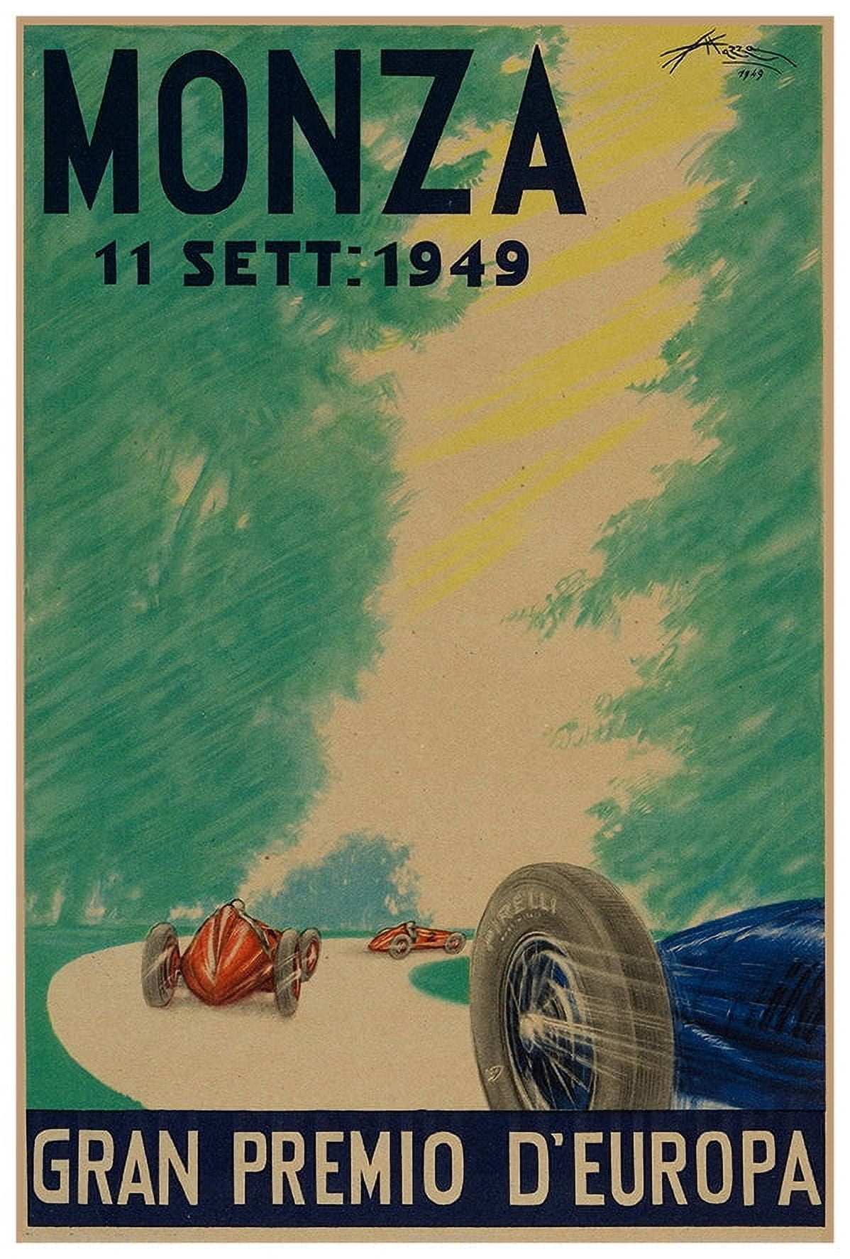 Monza - Grand Prix - 1949 - Vintage Racing Poster (12x18Inches ...