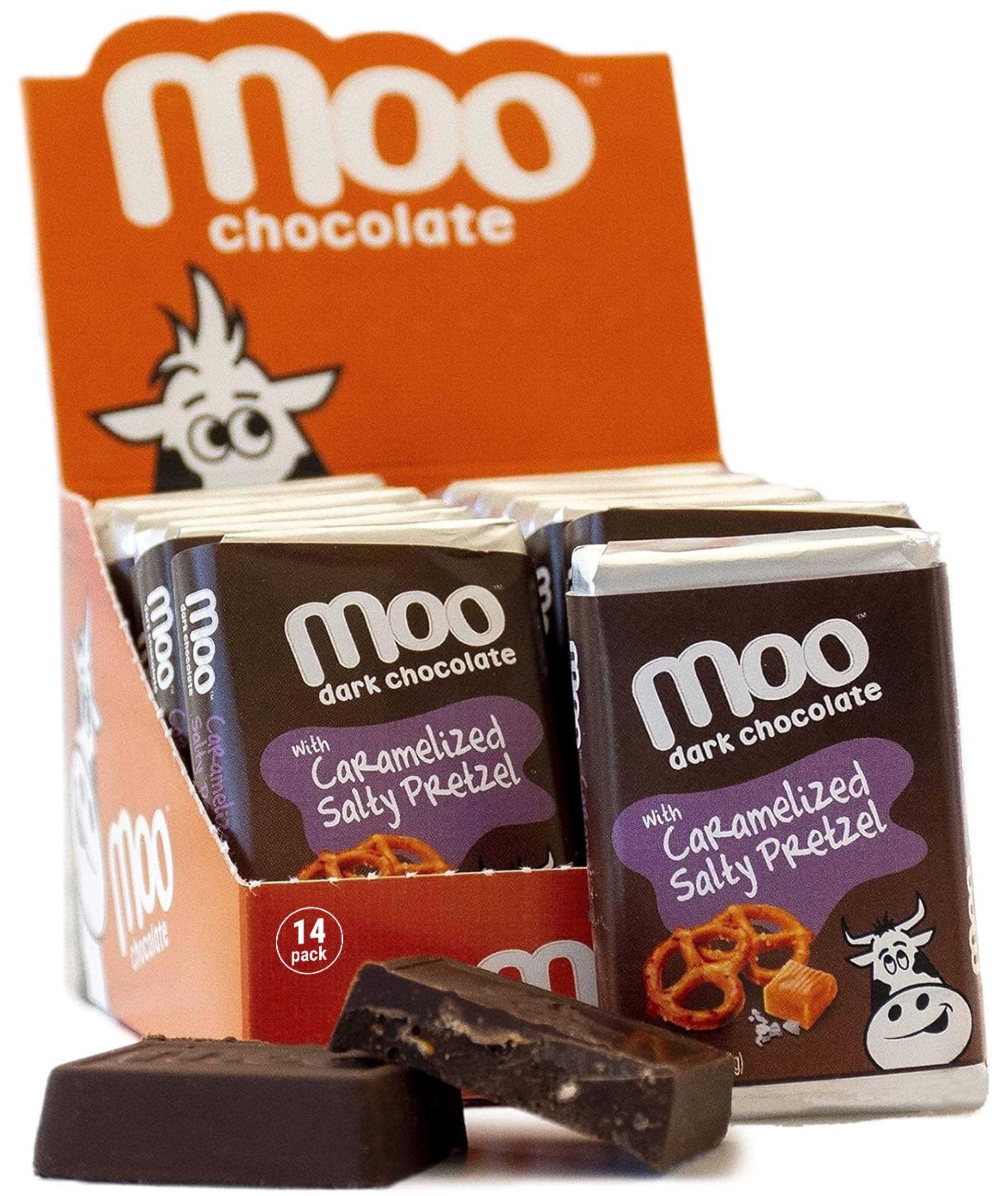 Moo Chocolates All Natural CCF19 Dark Chocolate Mini Bars with ...