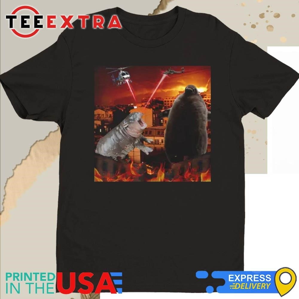 Moo Deng And Pesto Battle Destroy City Fire Scene Shirt - Walmart.com