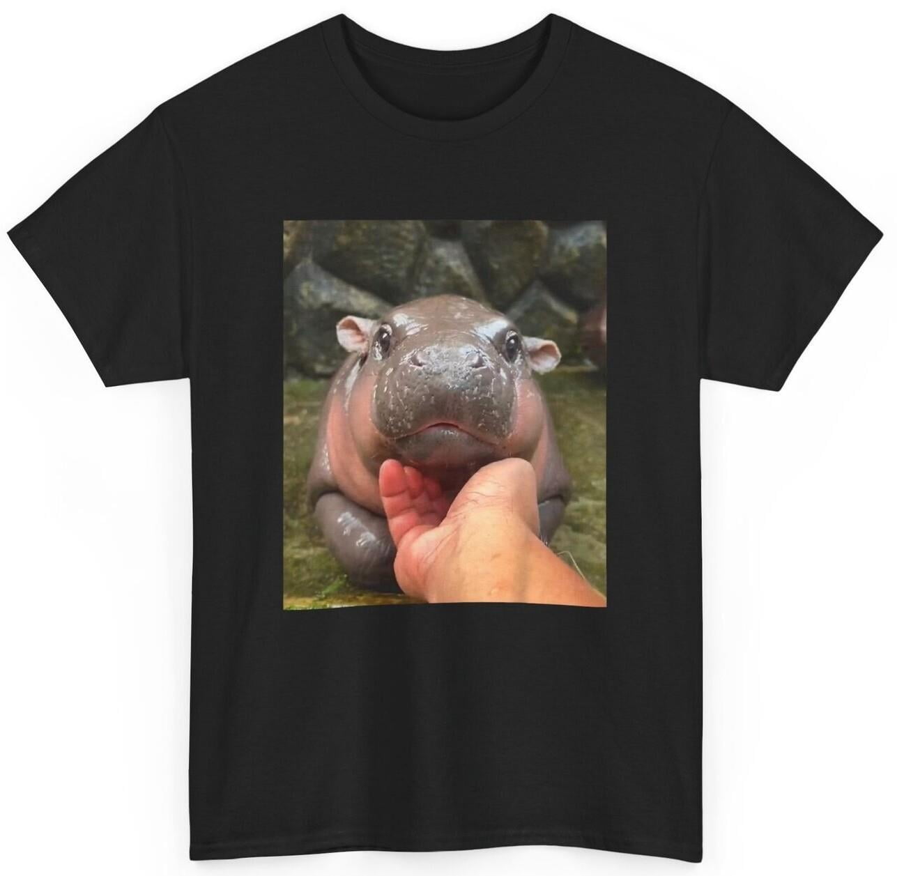 Moo Deng Bouncy Pig In Thai Picture The Cute Baby Hippo T-Shirt ...