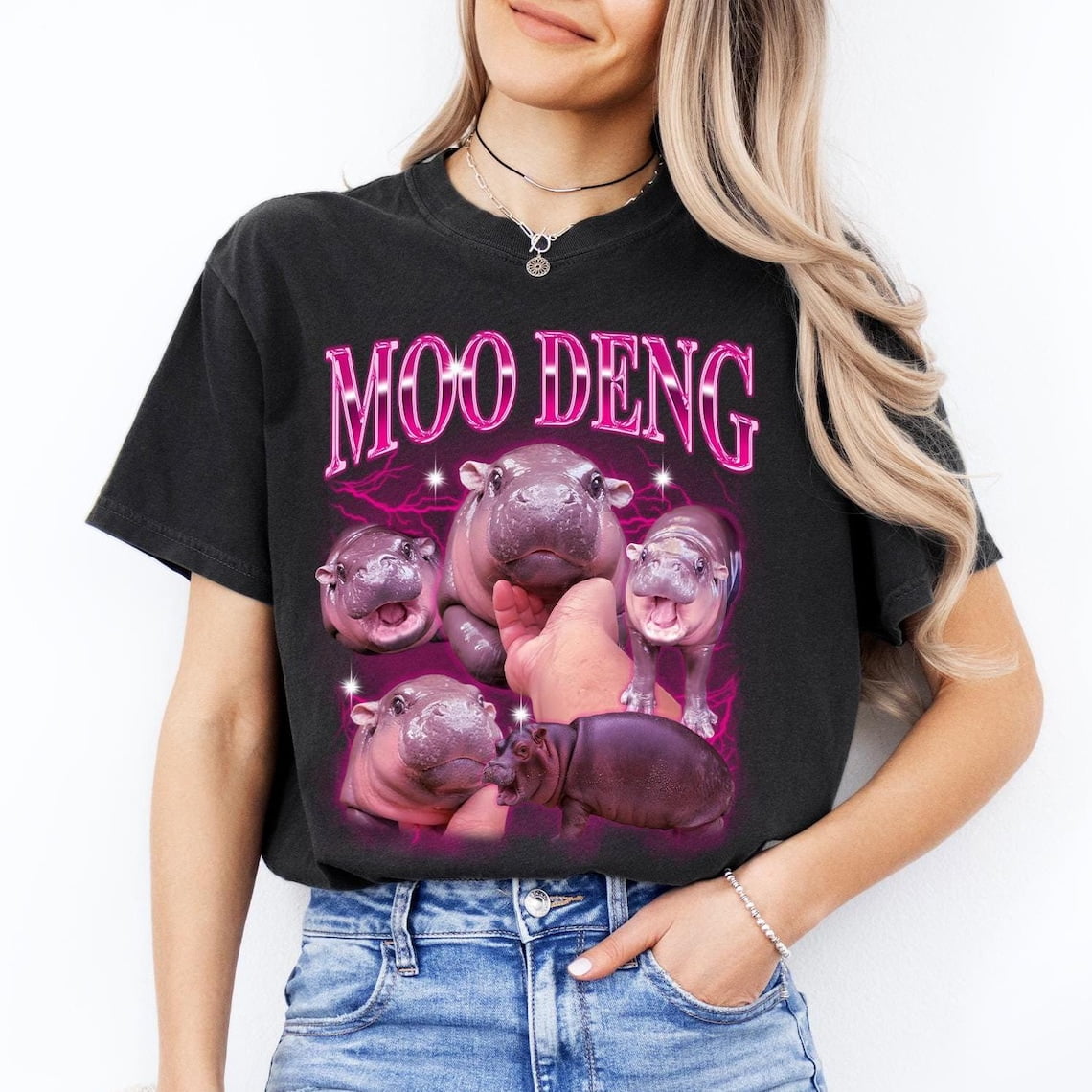 Moo Deng Bouncy Pig in Thailand Baby Hippo Khao Kheow Open Zoo T-Shirt ...