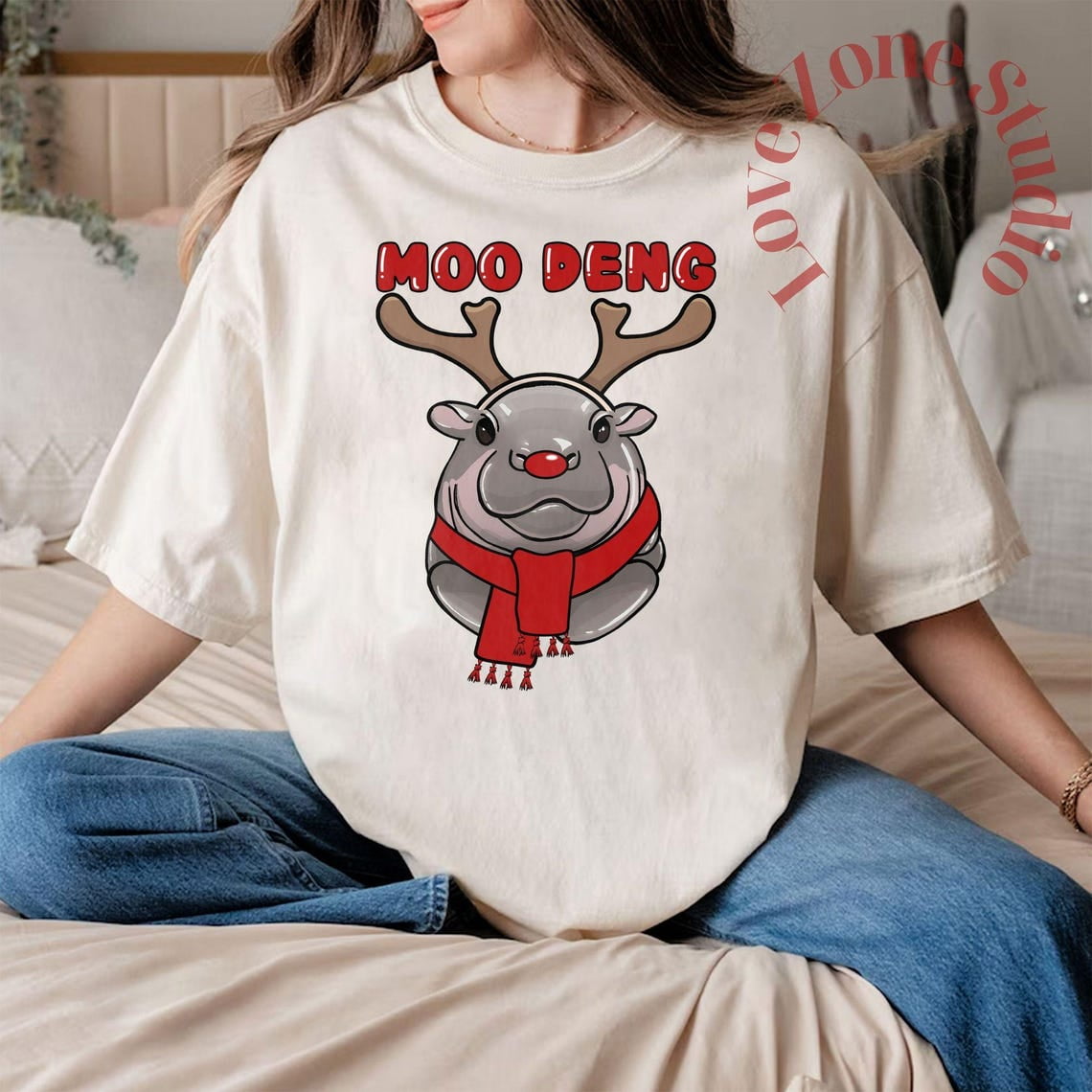 Moo Deng Christmas Shirt, Santa Hippopotamus Christmas Shirt - Walmart.com