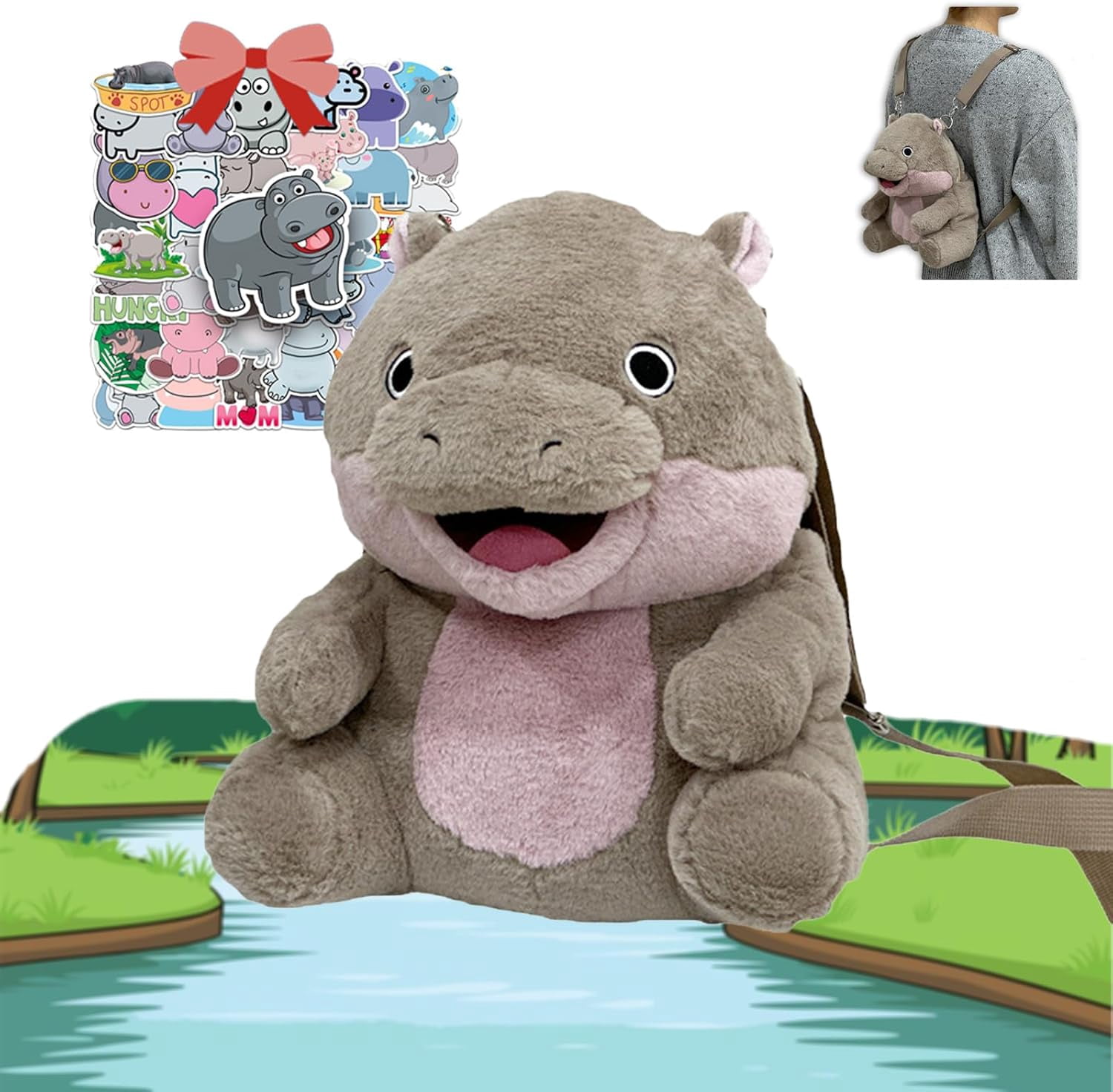 Moo Deng Hippo Plush, 2024 Pygmy Hippo Plush Moo Den, Plush Toys Cute ...
