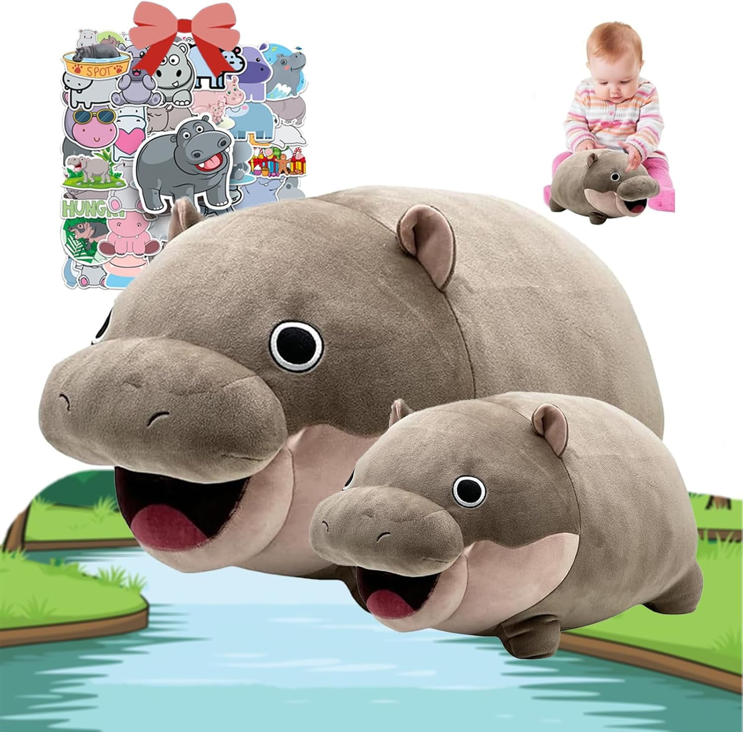 Moo Deng Hippo Plush, 2024 Pygmy Hippo Plush Moo Den, Plush Toys Cute ...