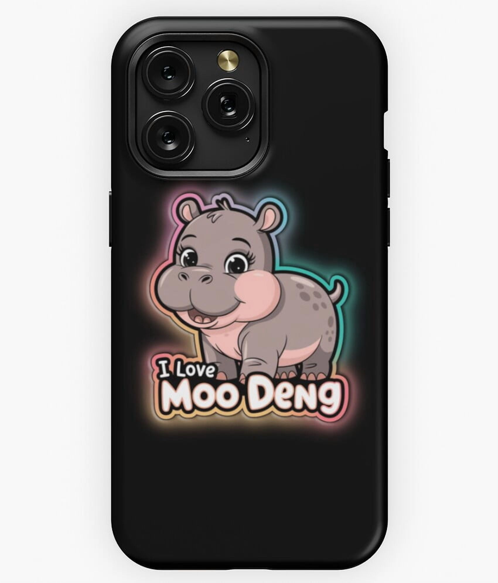 Moo Deng Madness Neon Style Cute Baby Hippo Art A4500 Phone Case for ...