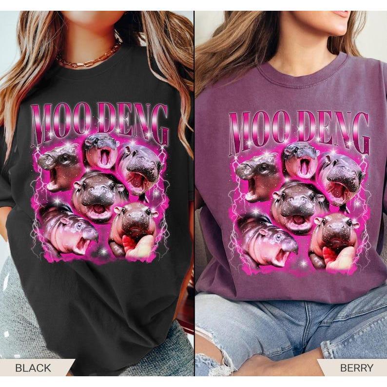 Moo Deng.Moo Deng .Moo Deng Hippo.Moo Deng Memes Unisex Comfort Tee T ...