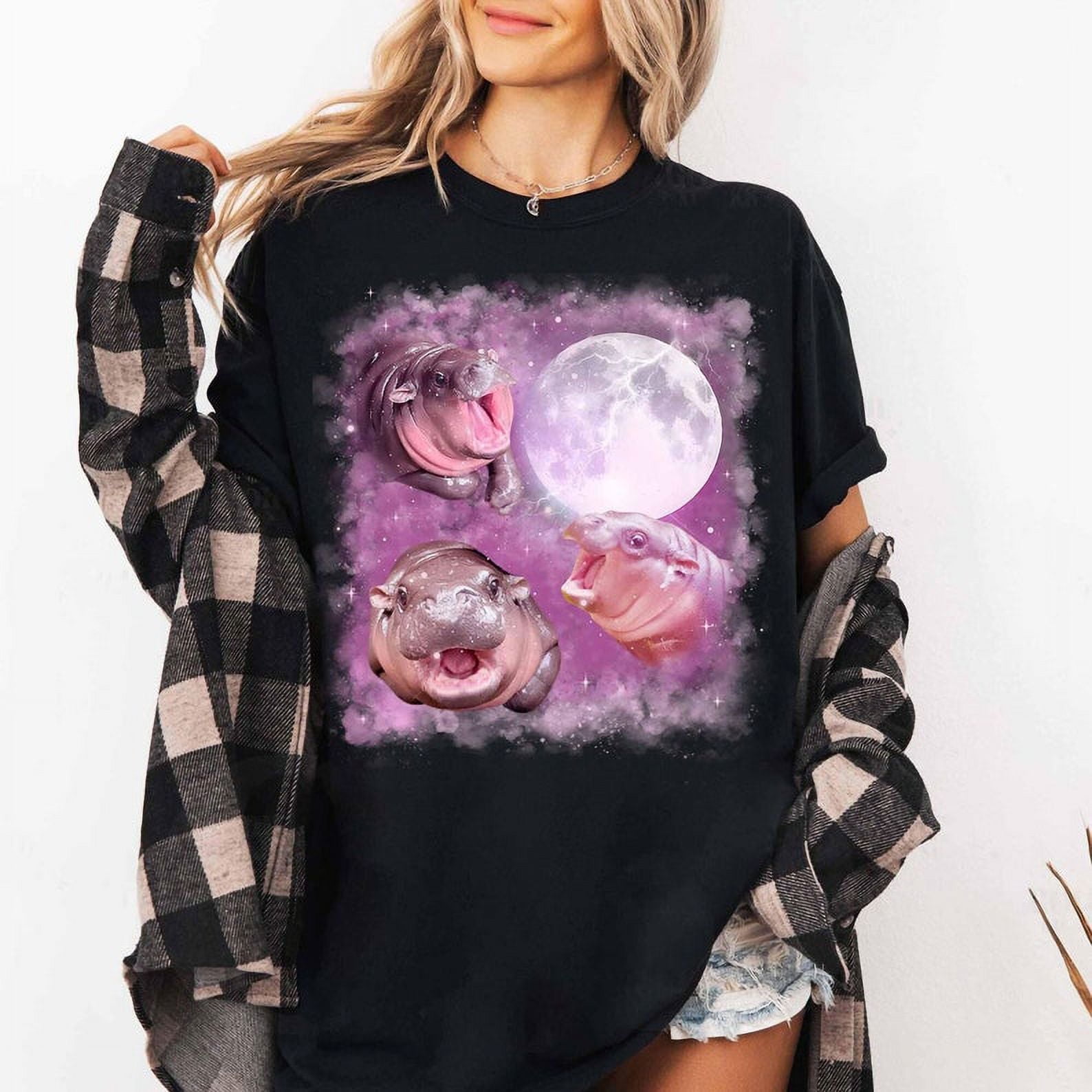 Moo Deng Moon Shirt, Funny Baby Hippo Shirt, Moo Deng Bootleg Rap Tee ...