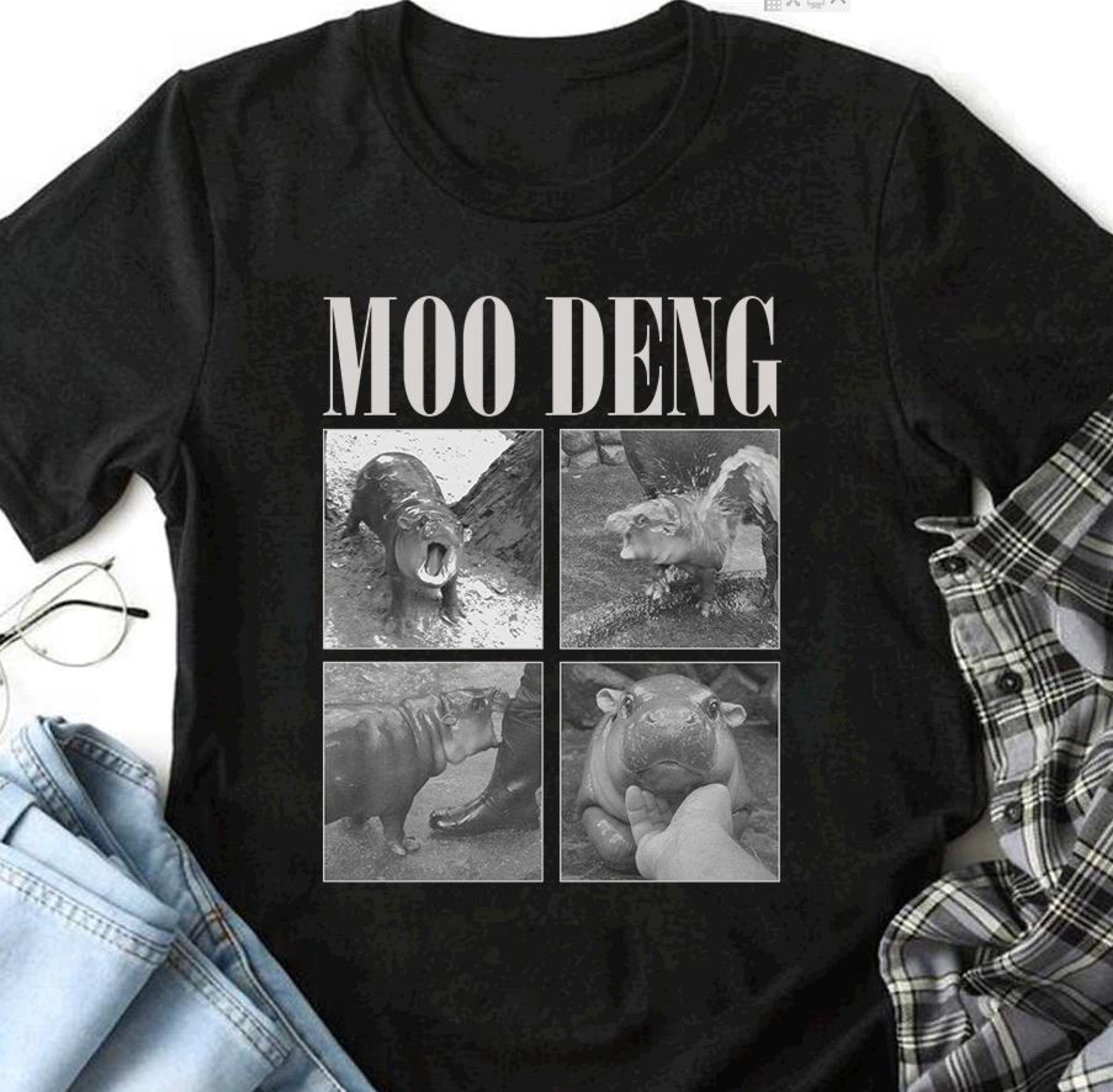 Moo Deng Shirt, Funny Baby Hippo Shirt, Pygmy Hippo Vintage Moo Dang ...