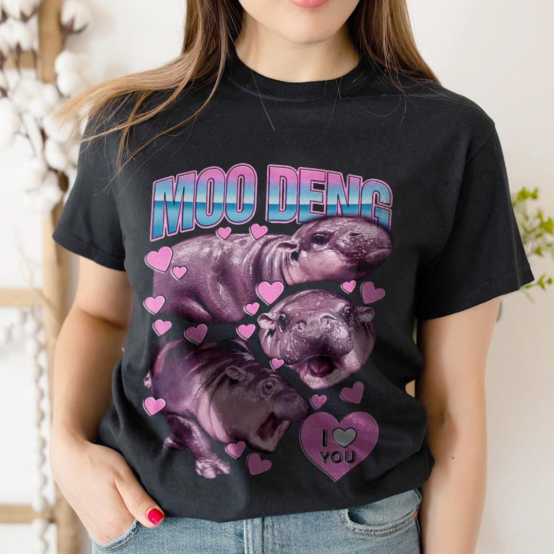 Moo Deng Tshirt, Baby Hippo Tee, Zoo Baby Hippo, Moo Deng Bootleg Merch ...