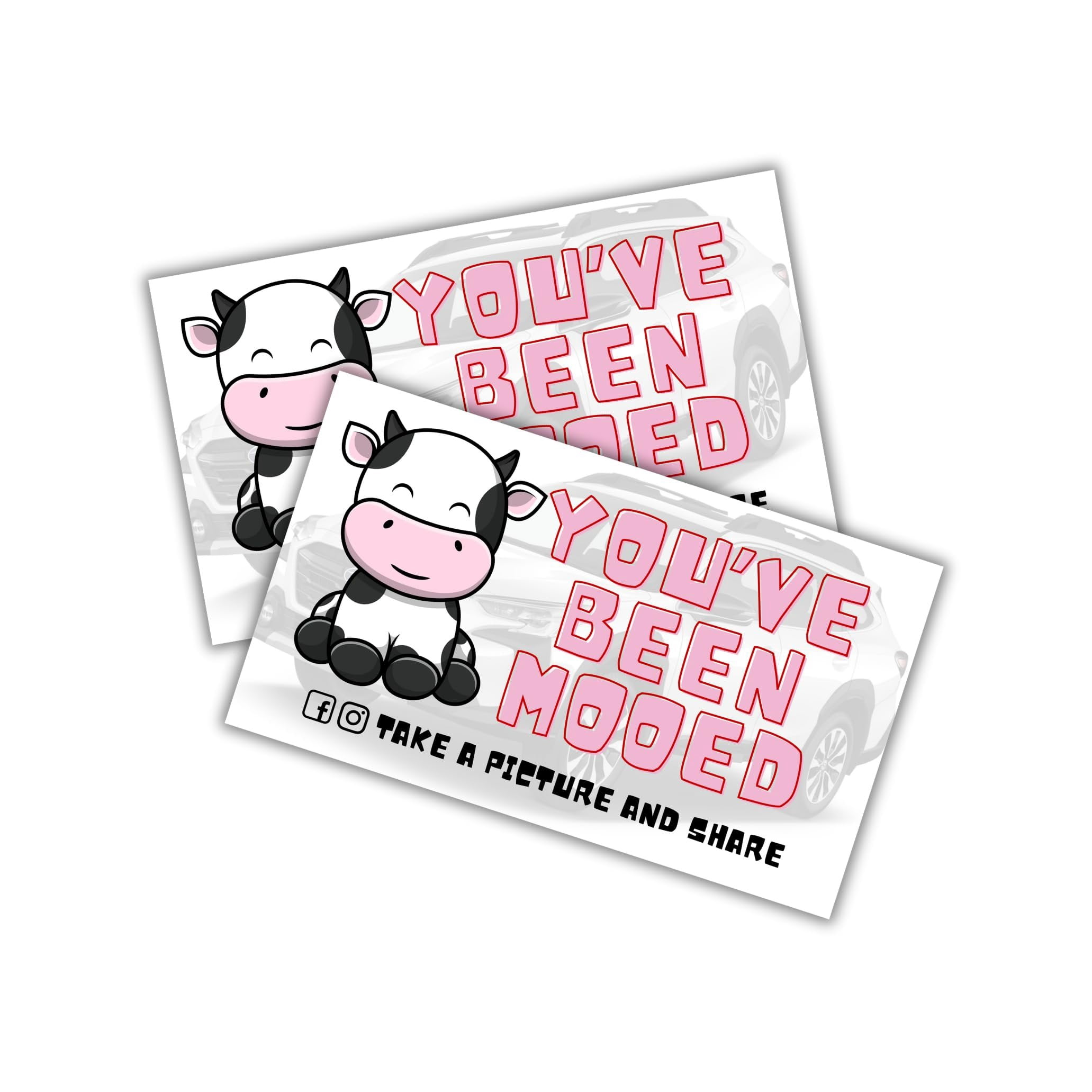 Moo Moo Sub Car Cow Duck Tags Cards 50 pk 2x3.5 Game Youve Been Mooed ...