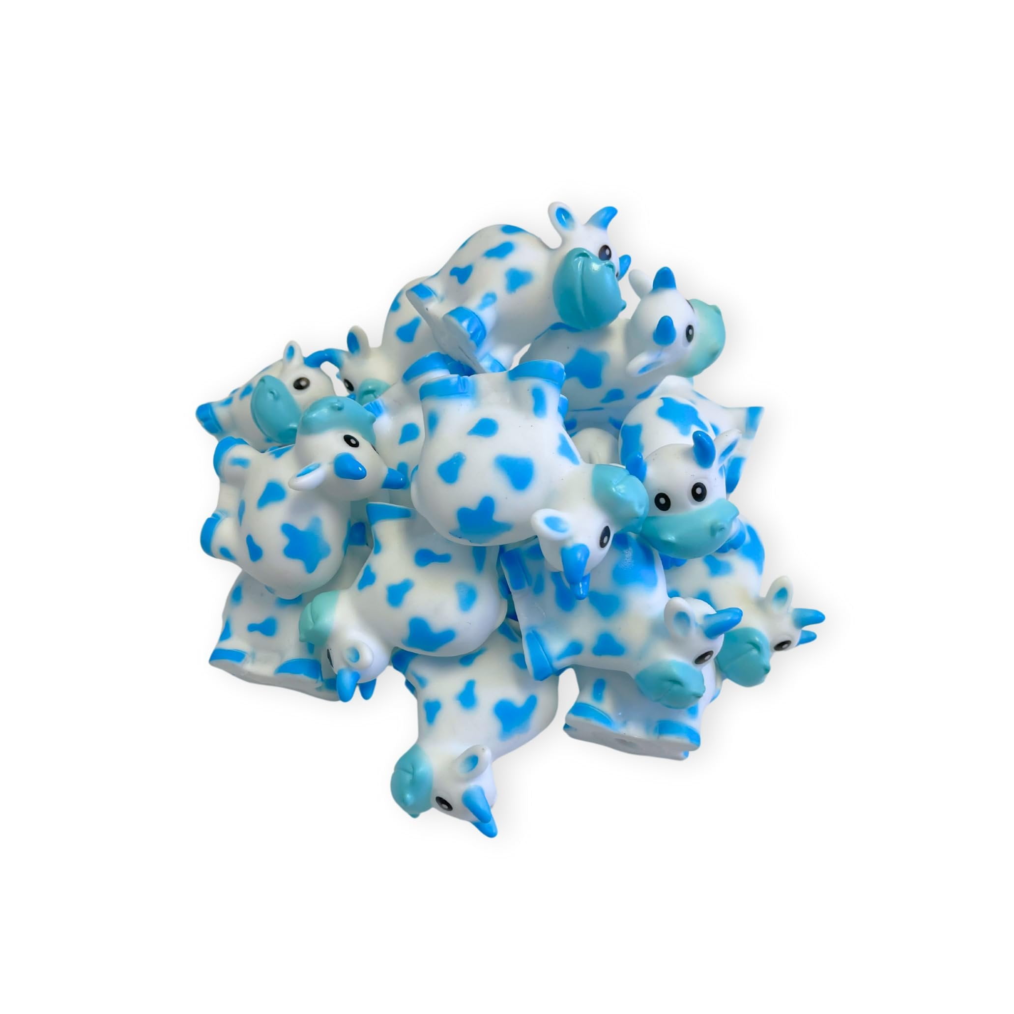 Moo Moo Suba Mini Rubber Cows 20pk Blue 2.7 Ducks Put with Cards Tags I ...