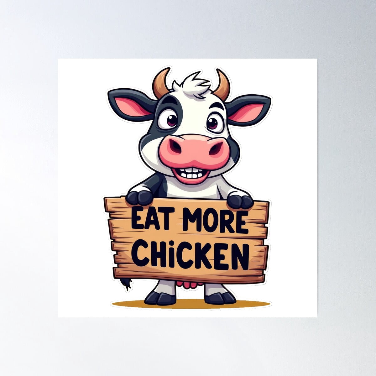 Moo-Tivational Cow: “Eat More Chicken” Poster Wall Art, Modern Wall ...