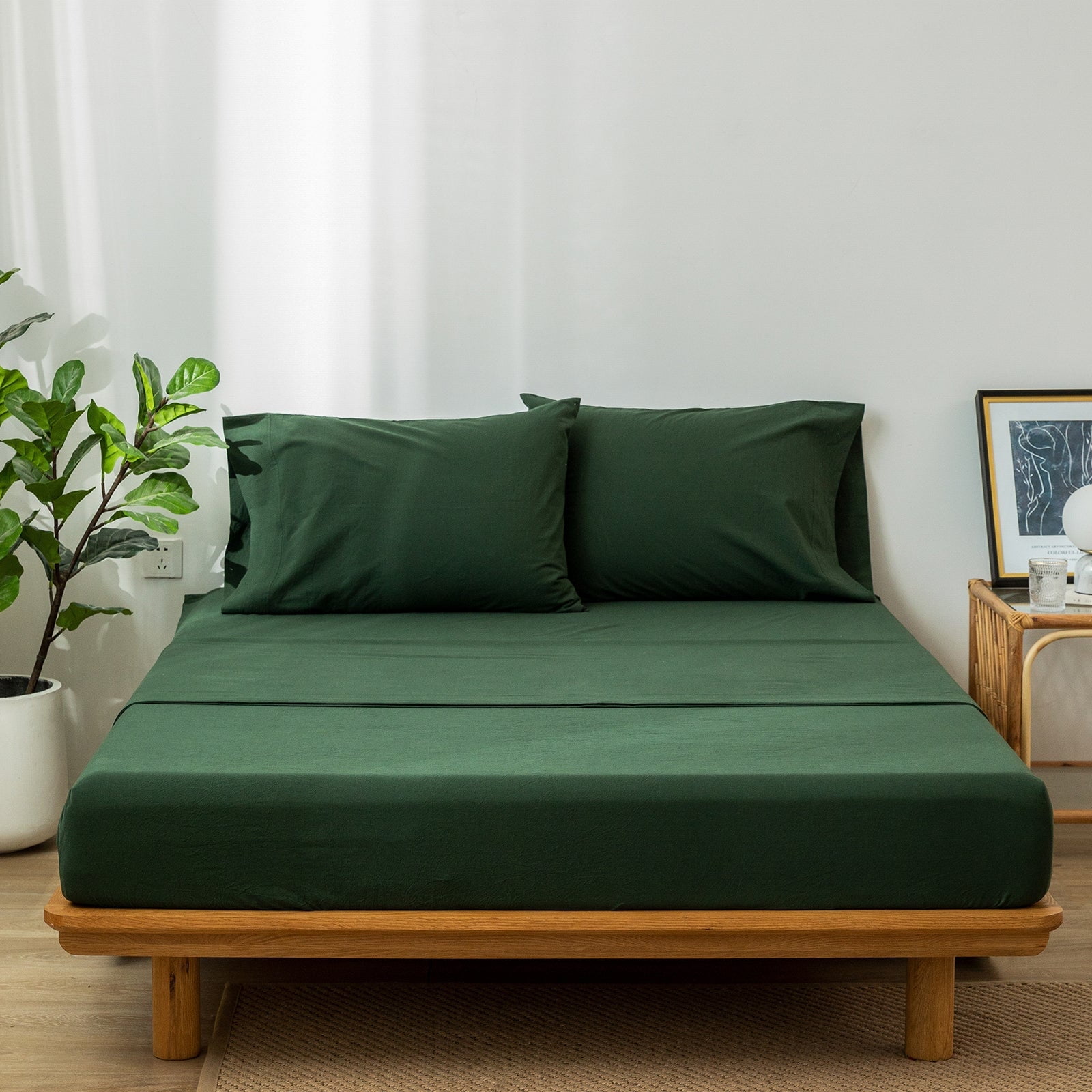 MooMee Queen Bedding Set, 100% Washed Cotton, Breathable, Durable, Soft ...