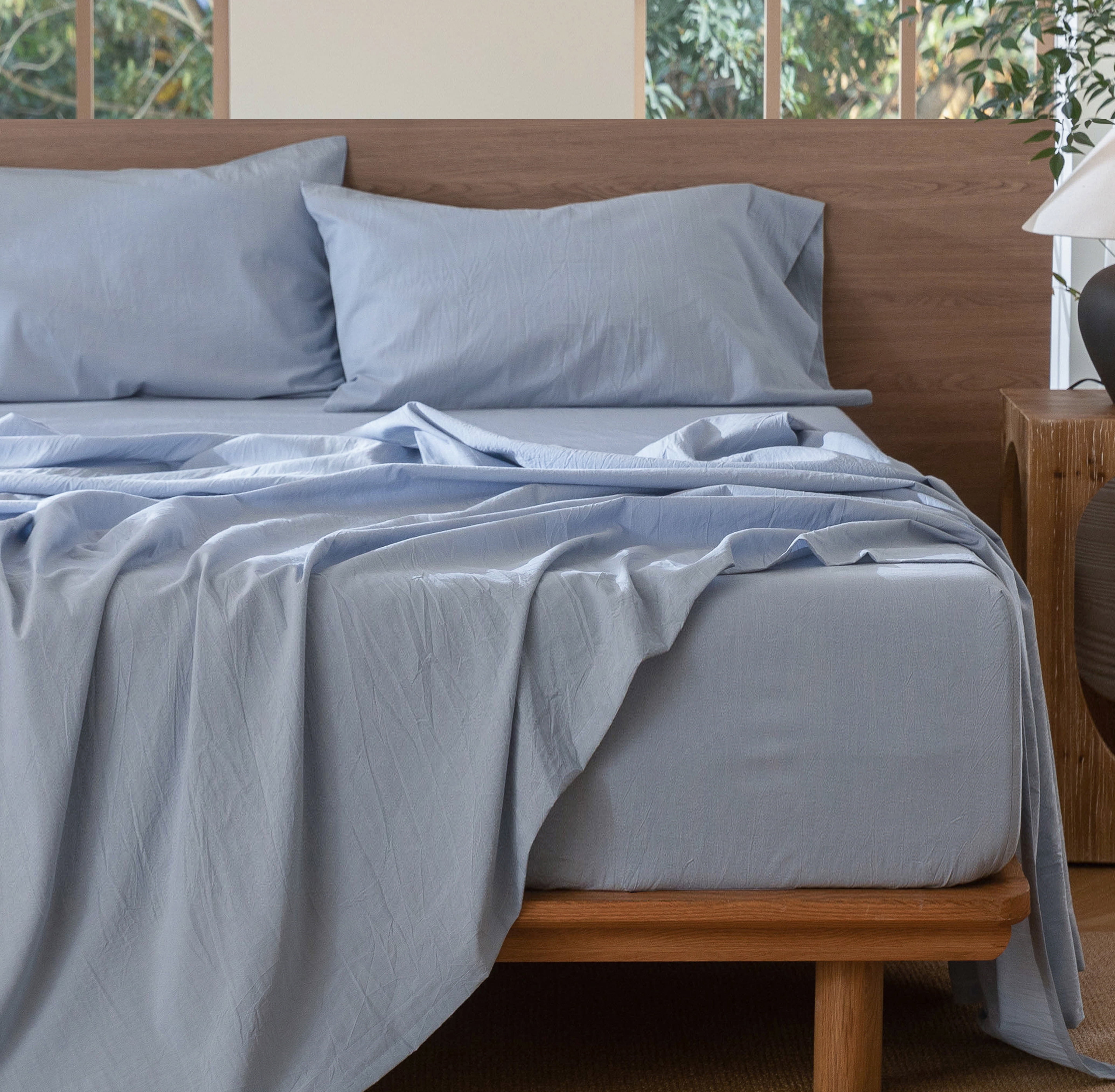 Free Shipping! MooMee Sheet Set 100% Washed Cotton Linen Like Textured ...