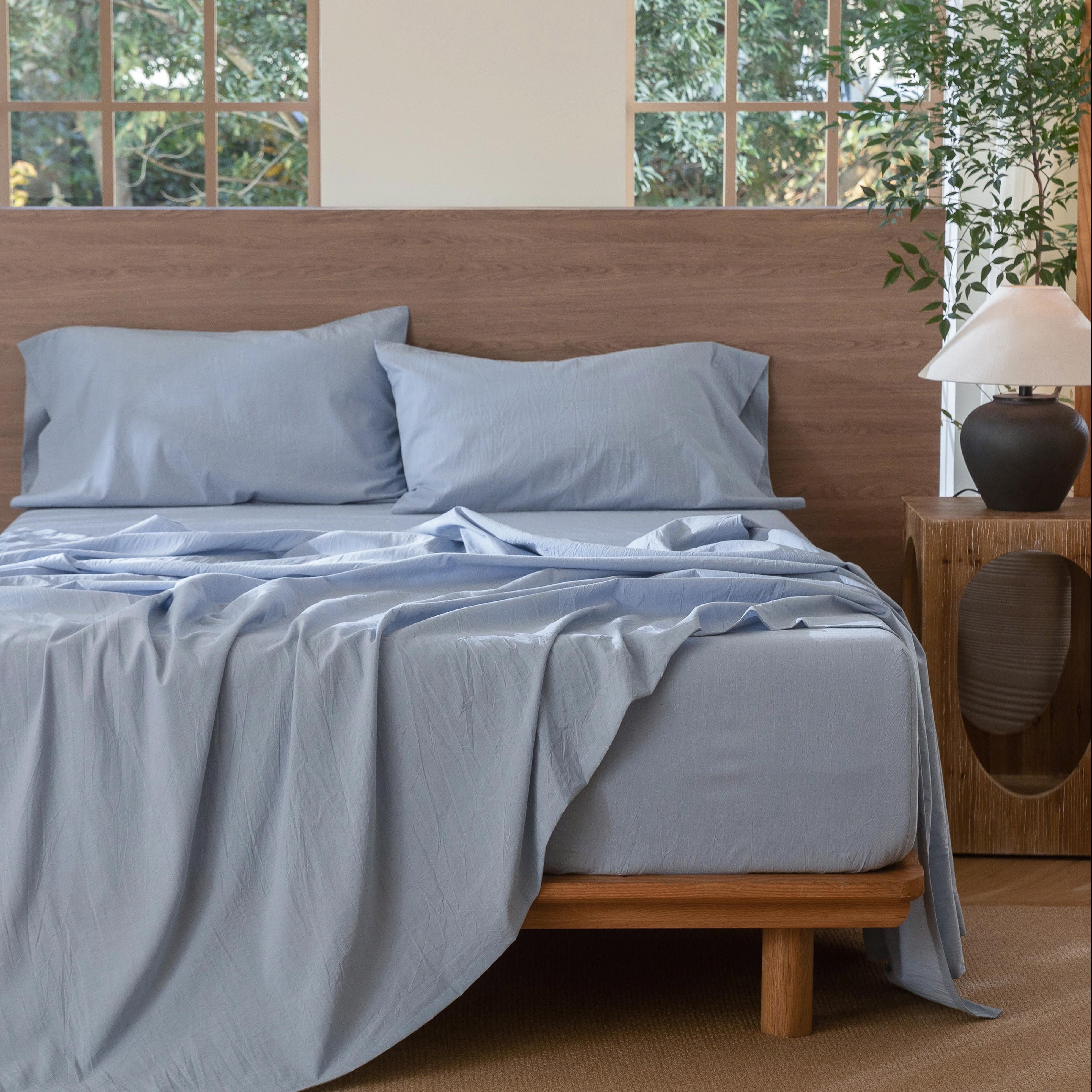 Free Shipping! MooMee Sheet Set 100% Washed Cotton Linen Like Textured ...