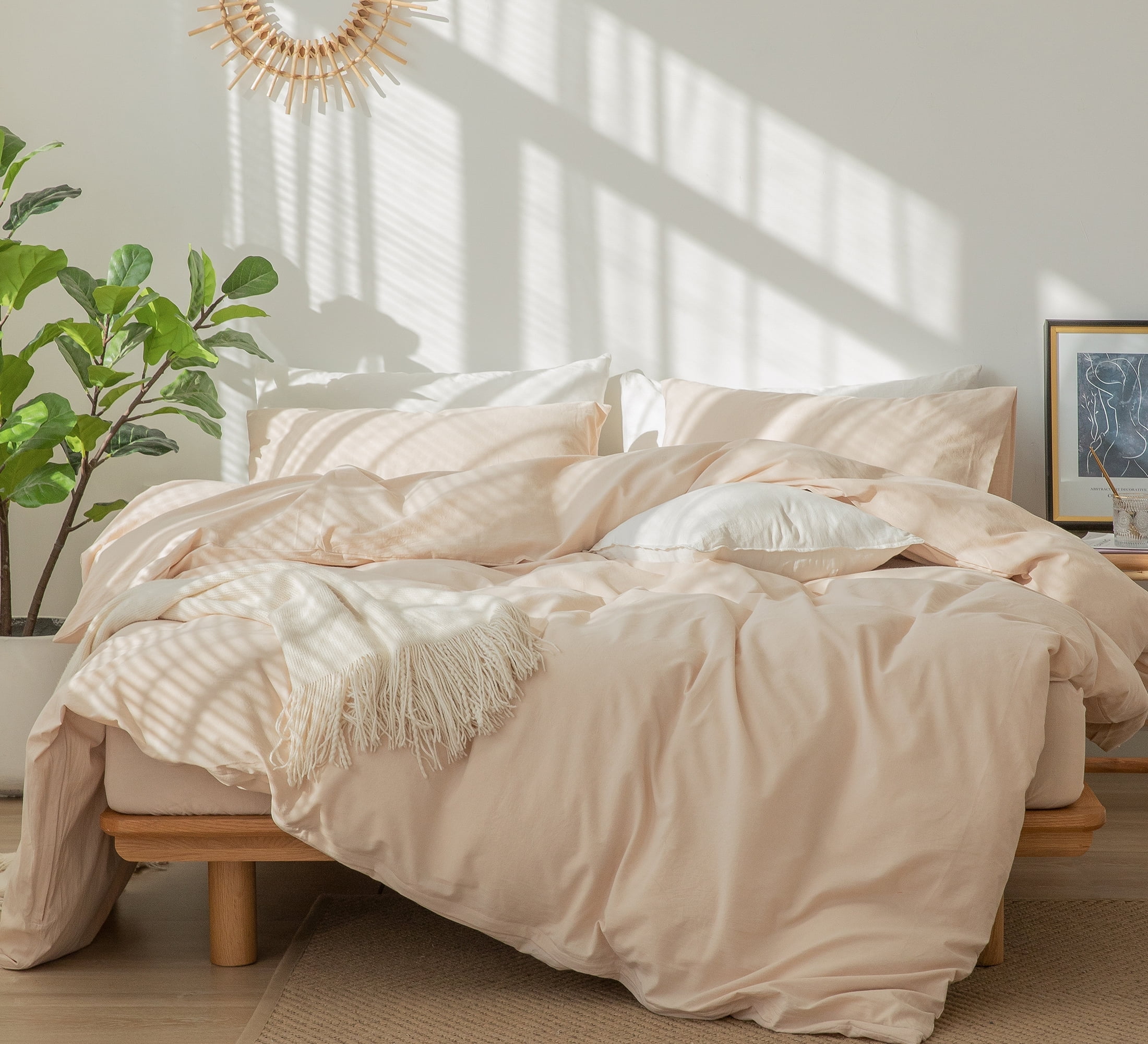 Free Shipping! MooMee Duvet Cover Set 100% Washed Cotton Linen Like ...