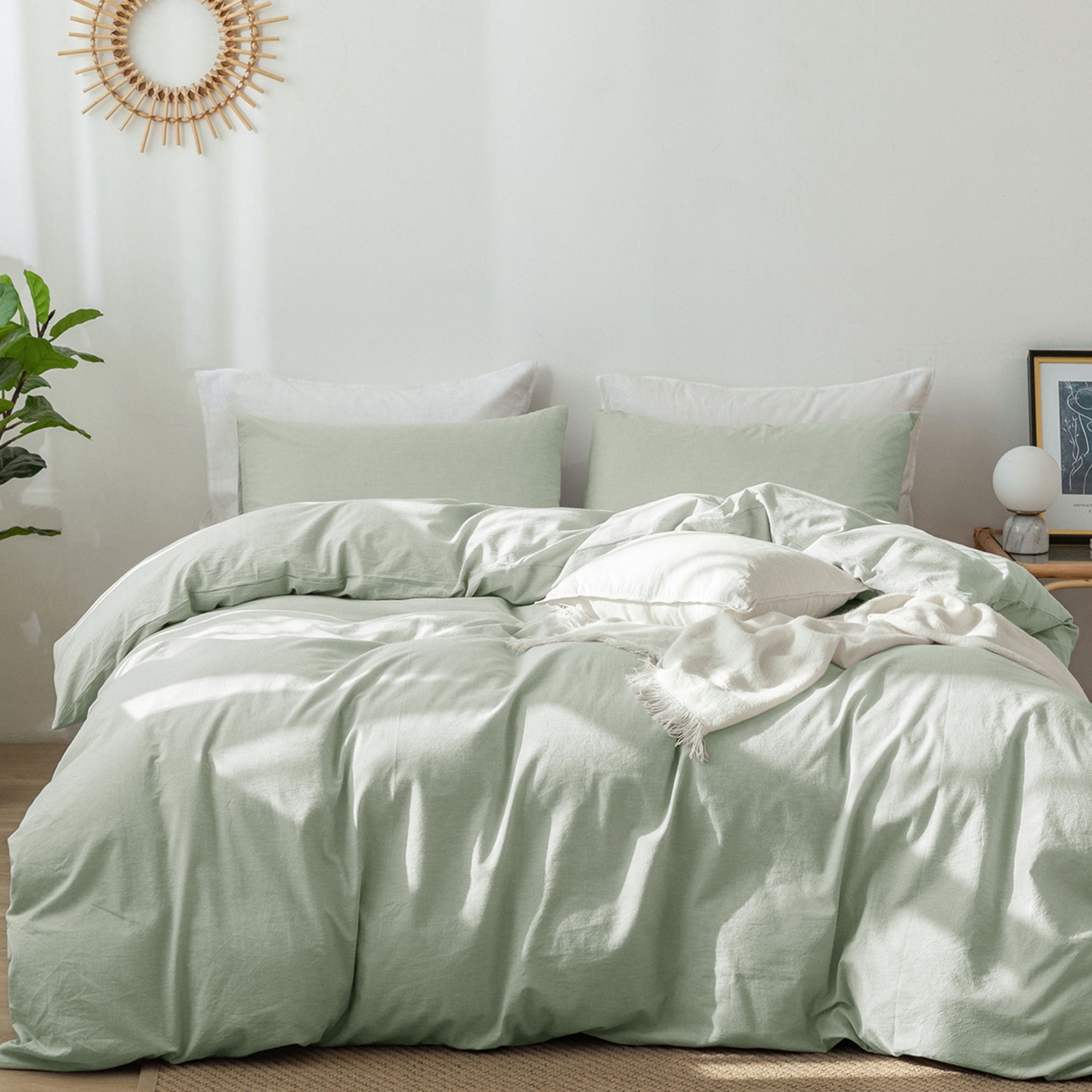 MooMee Twin Bedding Set: 100% Washed Cotton Duvet Cover, Soft, Durable ...