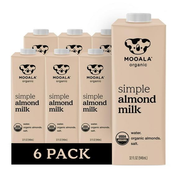 Mooala Organic Simple Almond Milk, 32oz - 3 Ingredient, Shelf Stable ...