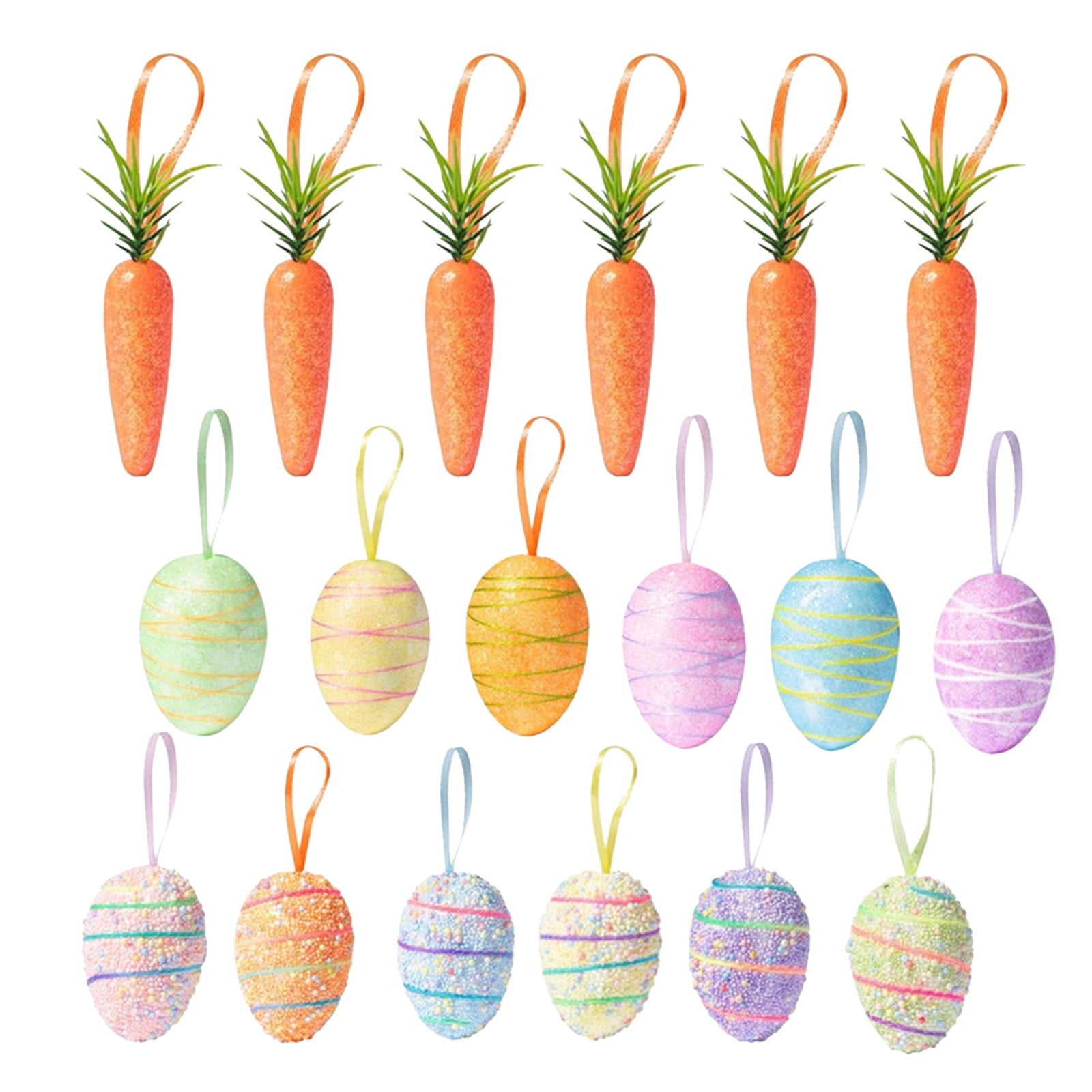 Moocorvic 18Pcs Artificial Mini Carrot And Easter Eggs Ornaments Set ...