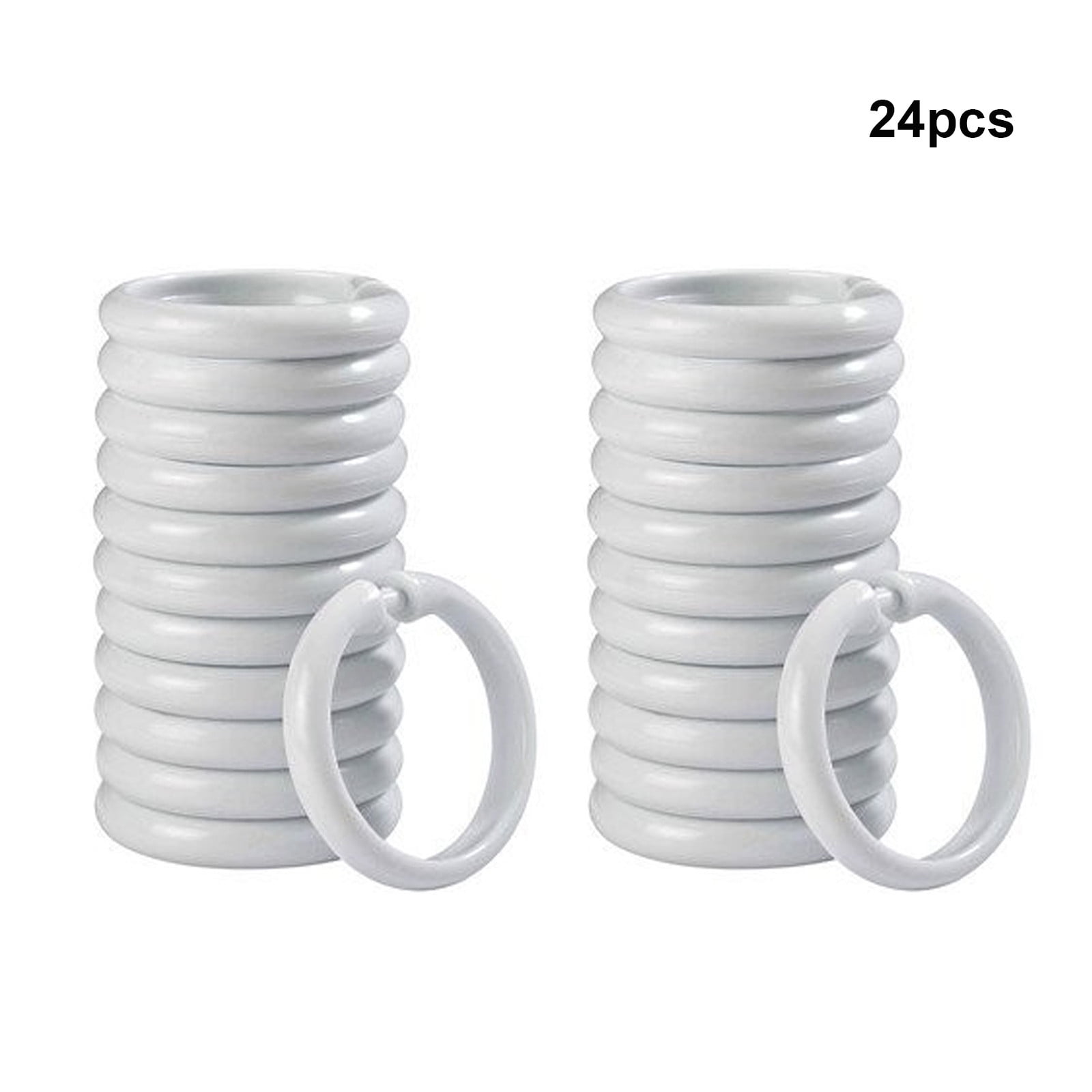Moocorvic 24Pcs White Plastic Shower Curtain Rings , Curtain Ring ...