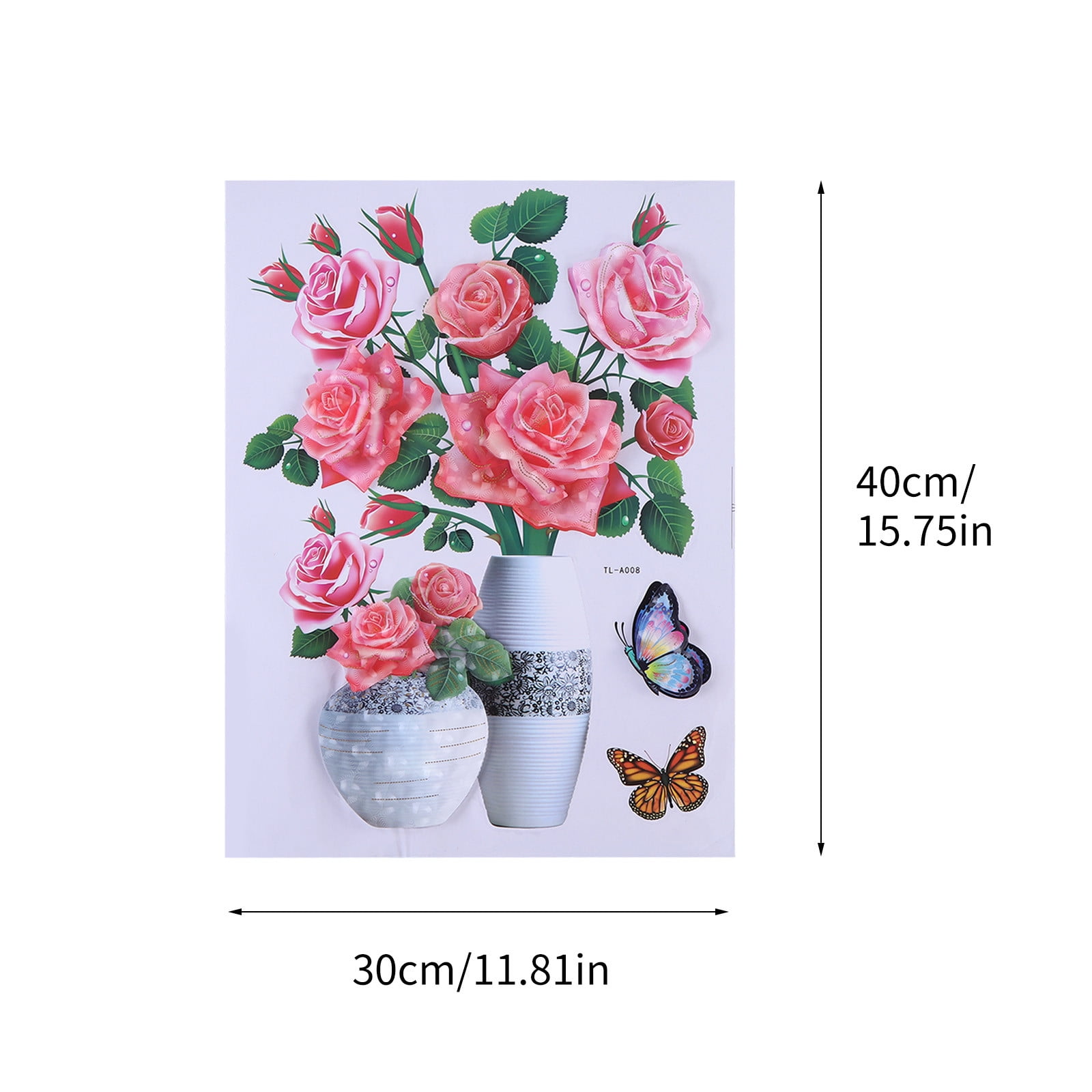 Moocorvic 3D Watercolor Vase Wall Stickers, White Ceramic Vases 3D Wall ...