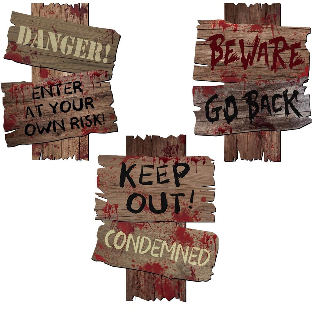 Moocorvic 3PCS Halloween Yard Signs Stakes Beware Outdoor Scary Graves ...