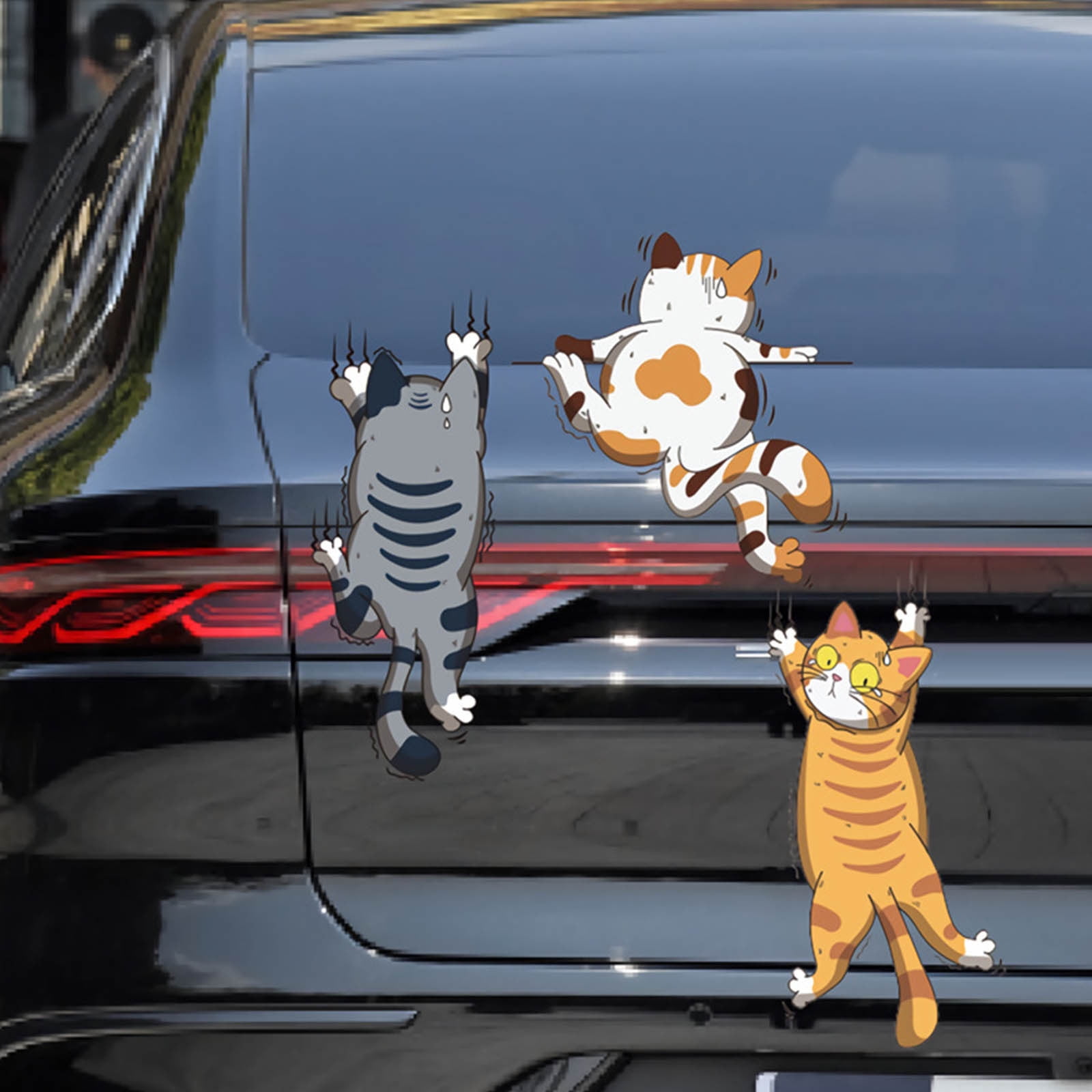 Moocorvic 3Pcs Cute Sleeping Cat Car Sticker, Three Lazy Cats Scratch ...