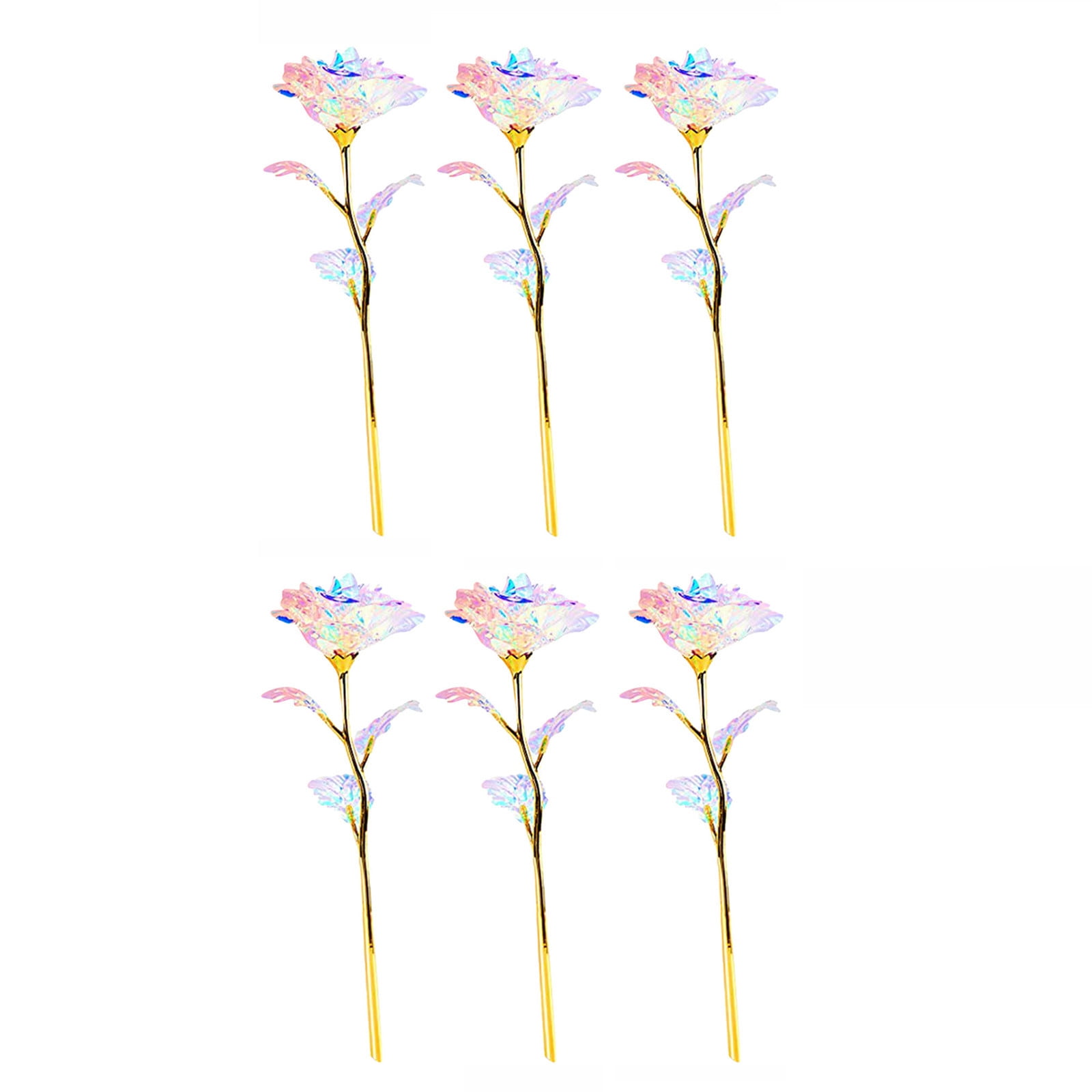 Moocorvic 6PC Colorful Luminous Rose Gold Artificial Flower Unique Home ...