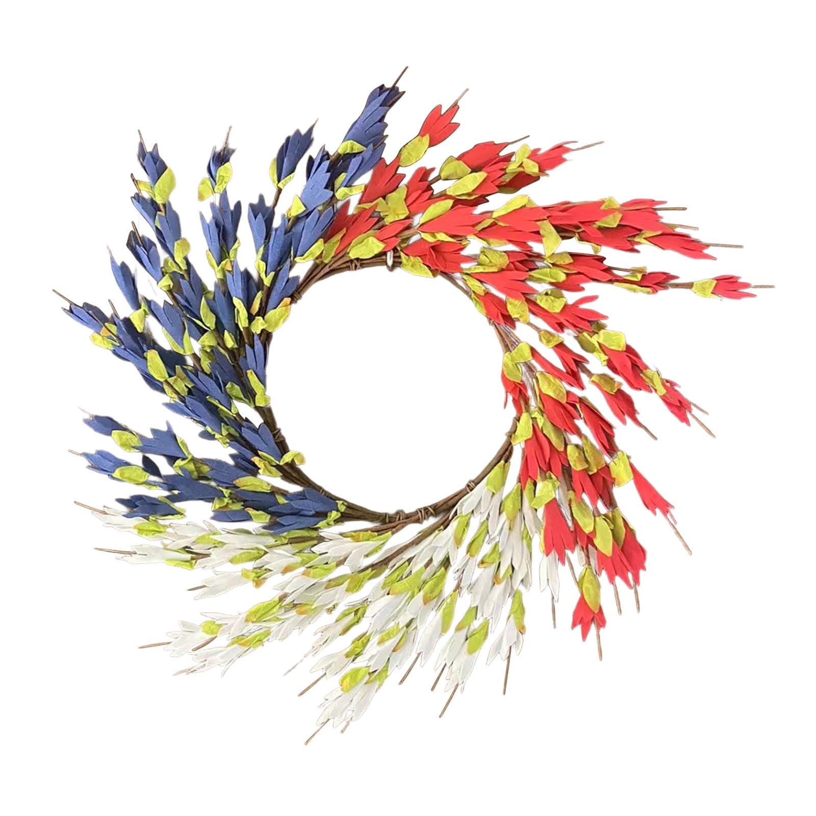 Moocorvic American Flag Floral Wreath Patriotic Decorations Red White ...