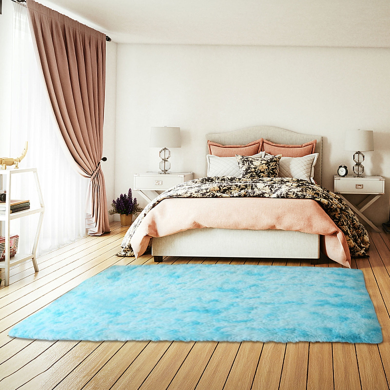 Moocorvic Area Rug for Bedroom, Tie Dyed Gradient Silk Wool Carpet ...