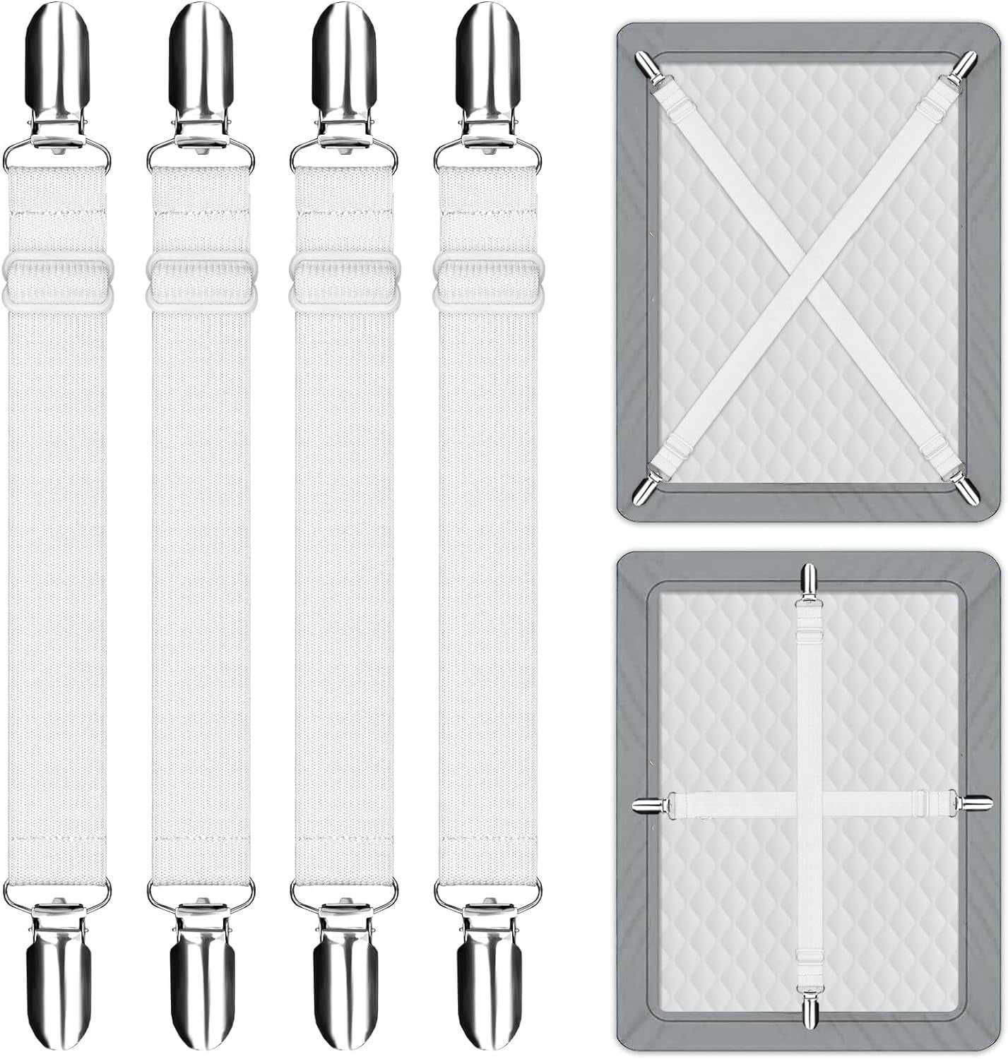 Moocorvic Bed Sheet Straps, Adjustable Non-Slip Fitted Sheet Clips ...