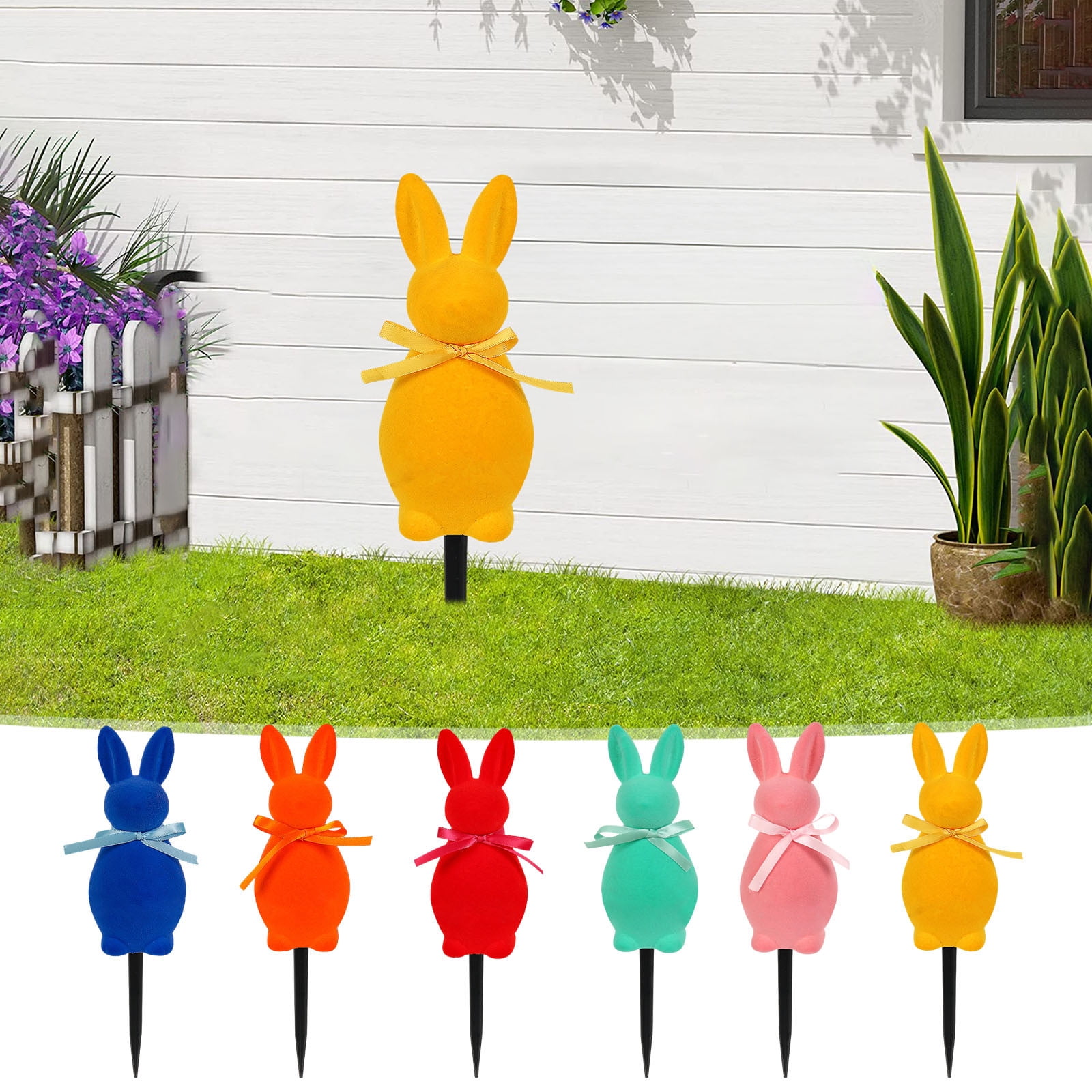 Moocorvic Bunny Garden Stake Easter Decorations Standing Rabbits ...