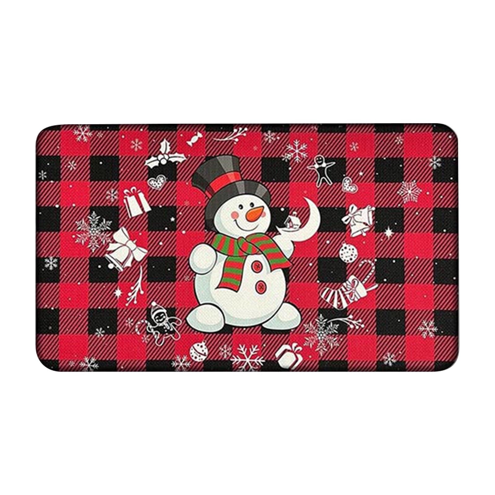Moocorvic Christmas Decorative Doormat, Red Plaid Print Winter Rug ...