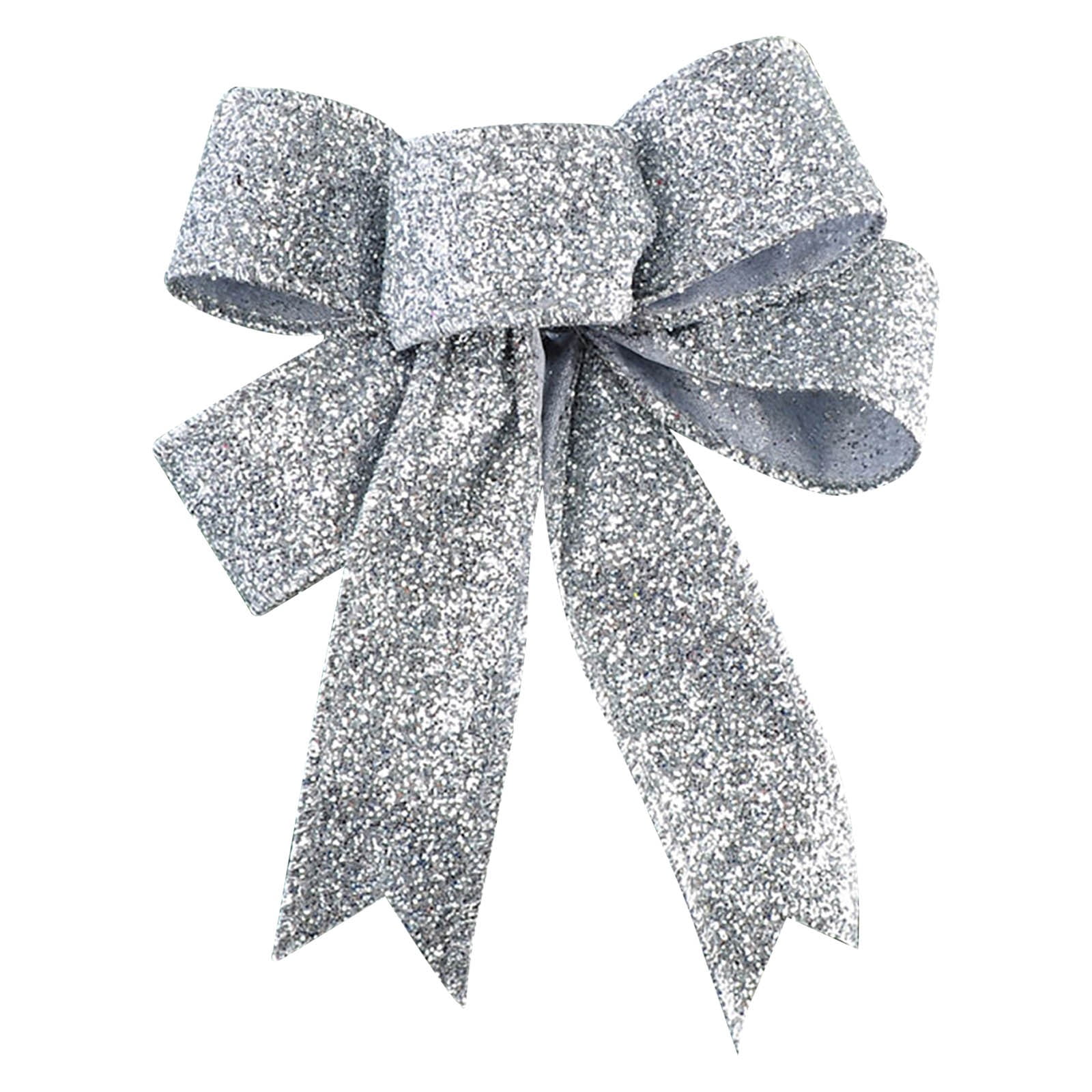 Moocorvic Christmas Wreath Bows, Silver Glitter Bows for Wreath, Winter ...