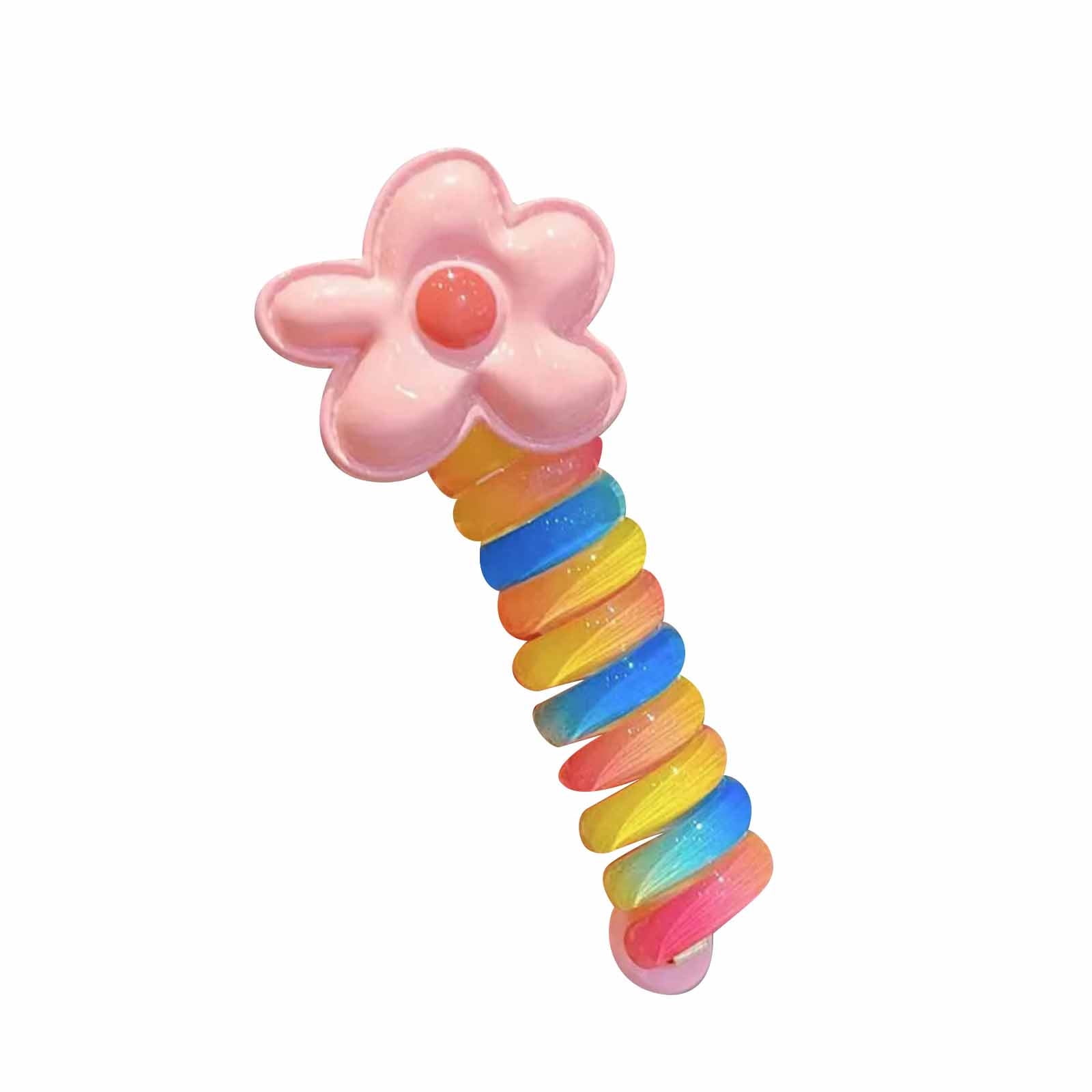 Moocorvic Colorful Telephone Wire Hair Bands for Kids, No Crease Small ...