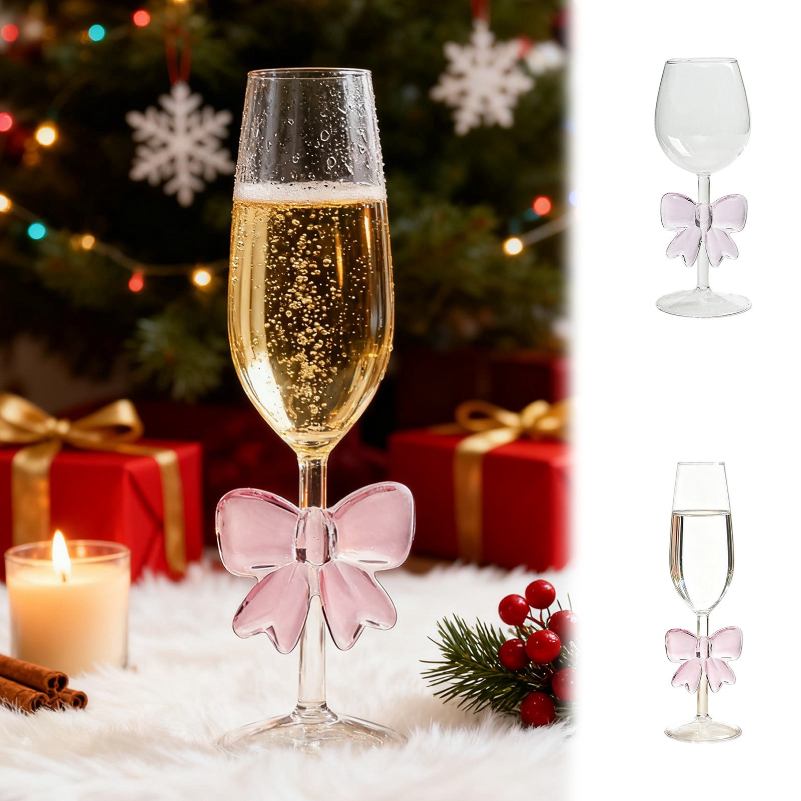 Moocorvic Cute Pink Bow Red Wine Glass Cups for Couple, Valentine's Day ...