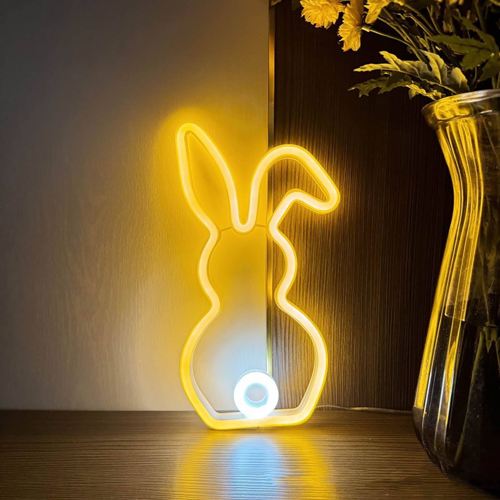 Moocorvic Easter Bunny Neon Sign LED Lights USB Rabbit Lights for ...