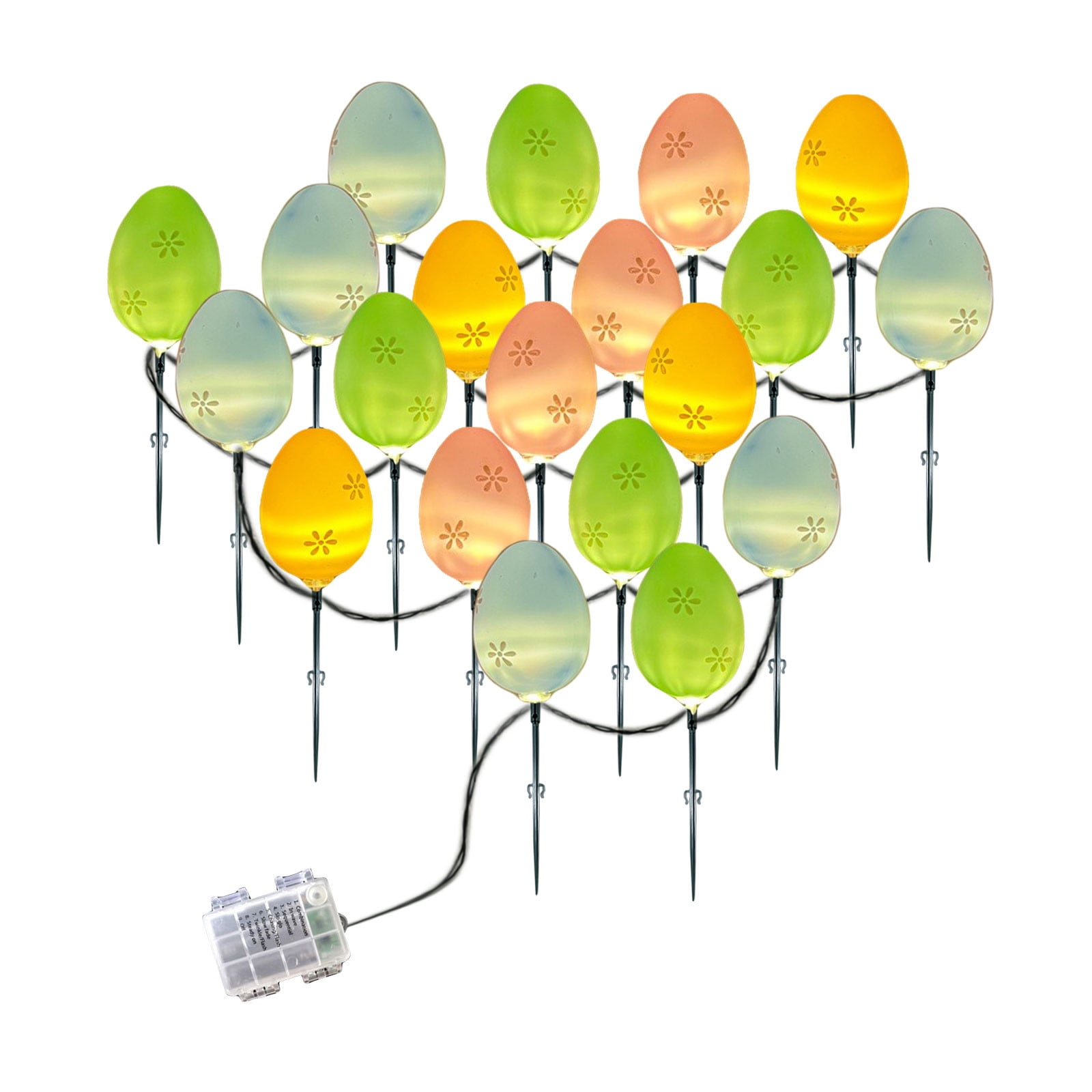 Moocorvic Easter Eggs Ground Stake String Lights Battery Powered with ...